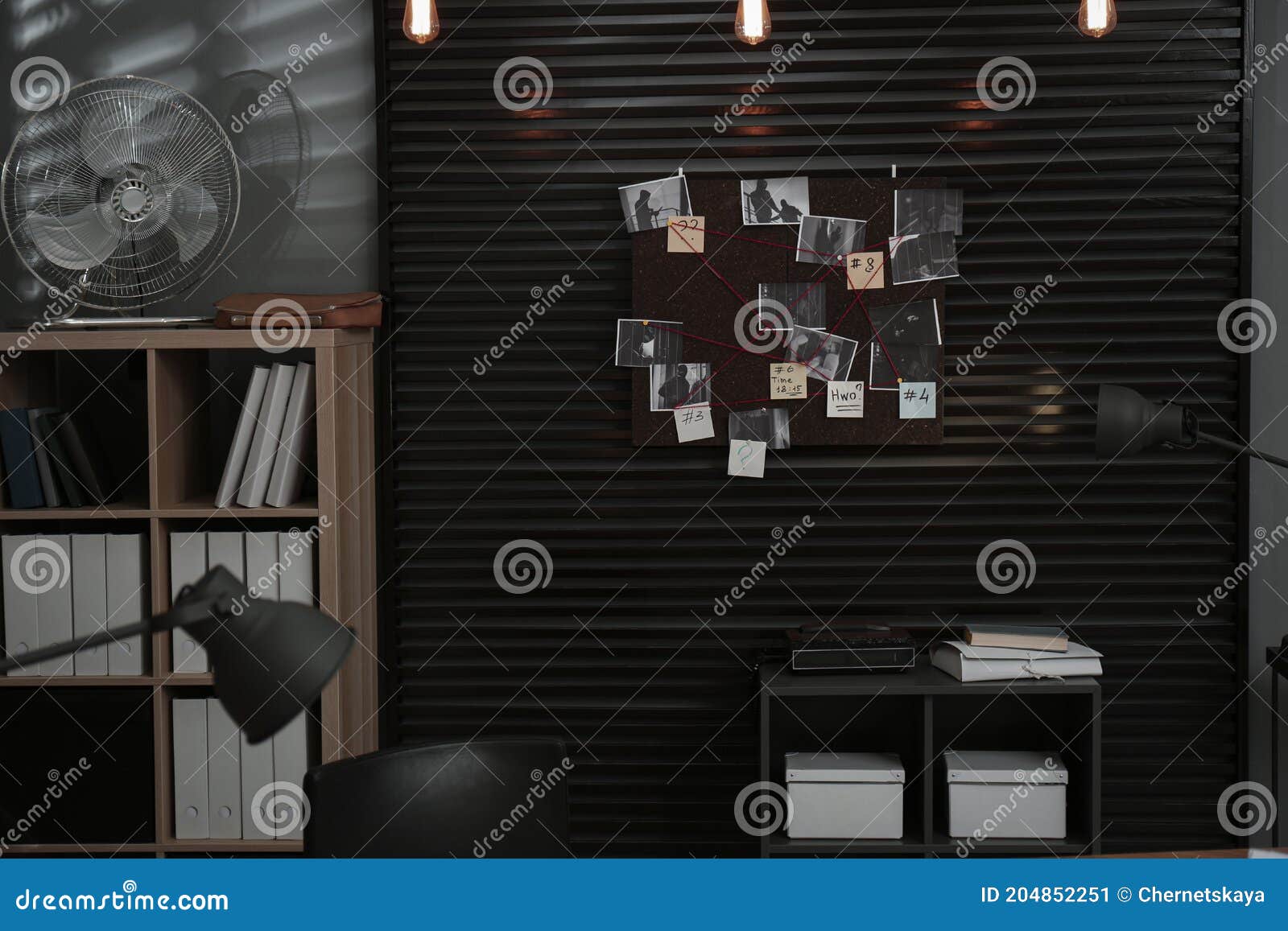 Detective Office Interior with Evidence Board on Wall Stock Image ...