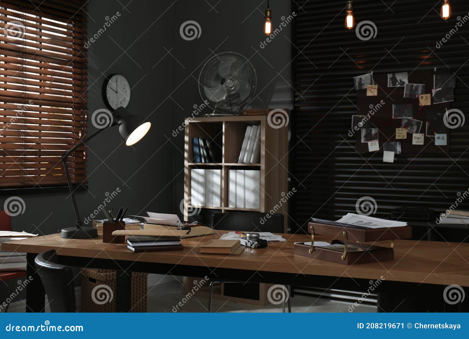 Detective Office Interior with Evidence Board on Wall Stock Image ...