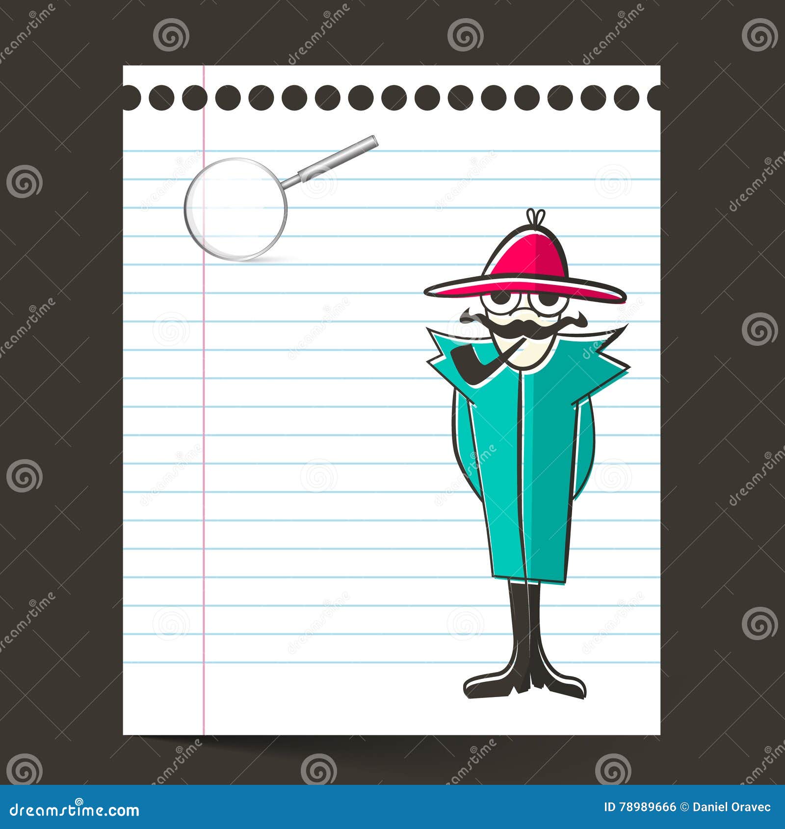 Detective and Paper Sheet with Magnifying Stock Vector - Illustration ...