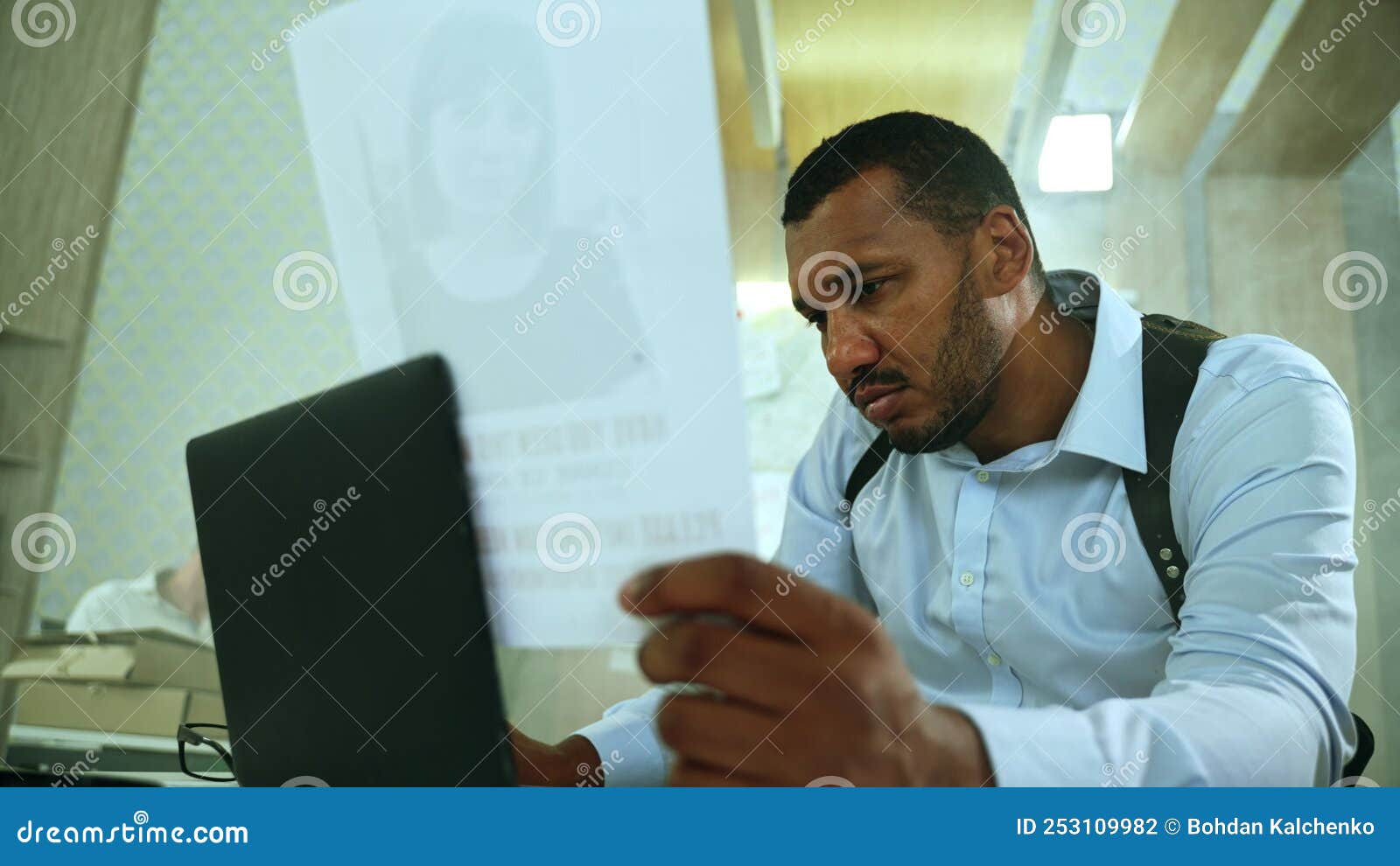 Detective Processing Case Documents in Laptop Stock Footage - Video of ...