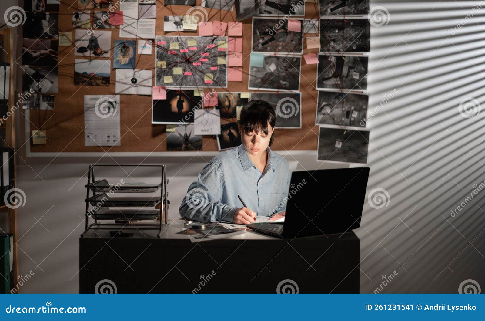 Detective Processing Evidence in Her Office Use Laptop Stock Image ...