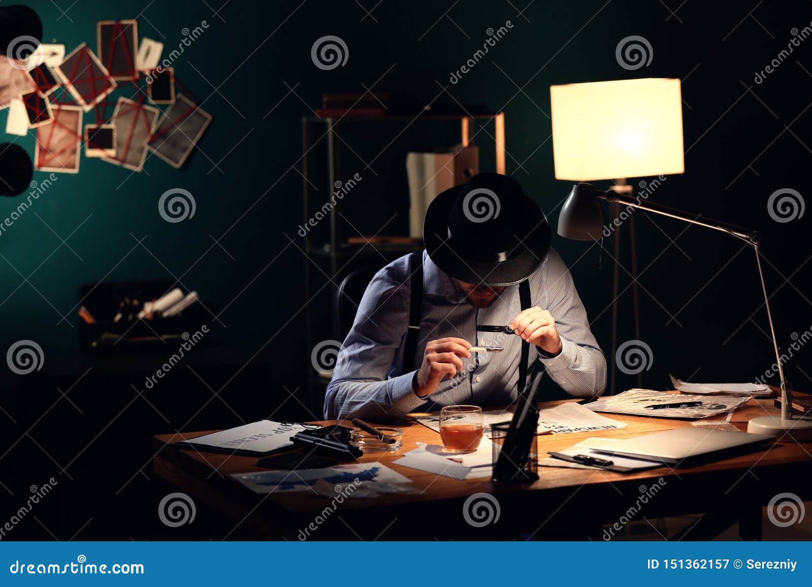 Detective Processing Evidence in Office Stock Image - Image of clue ...