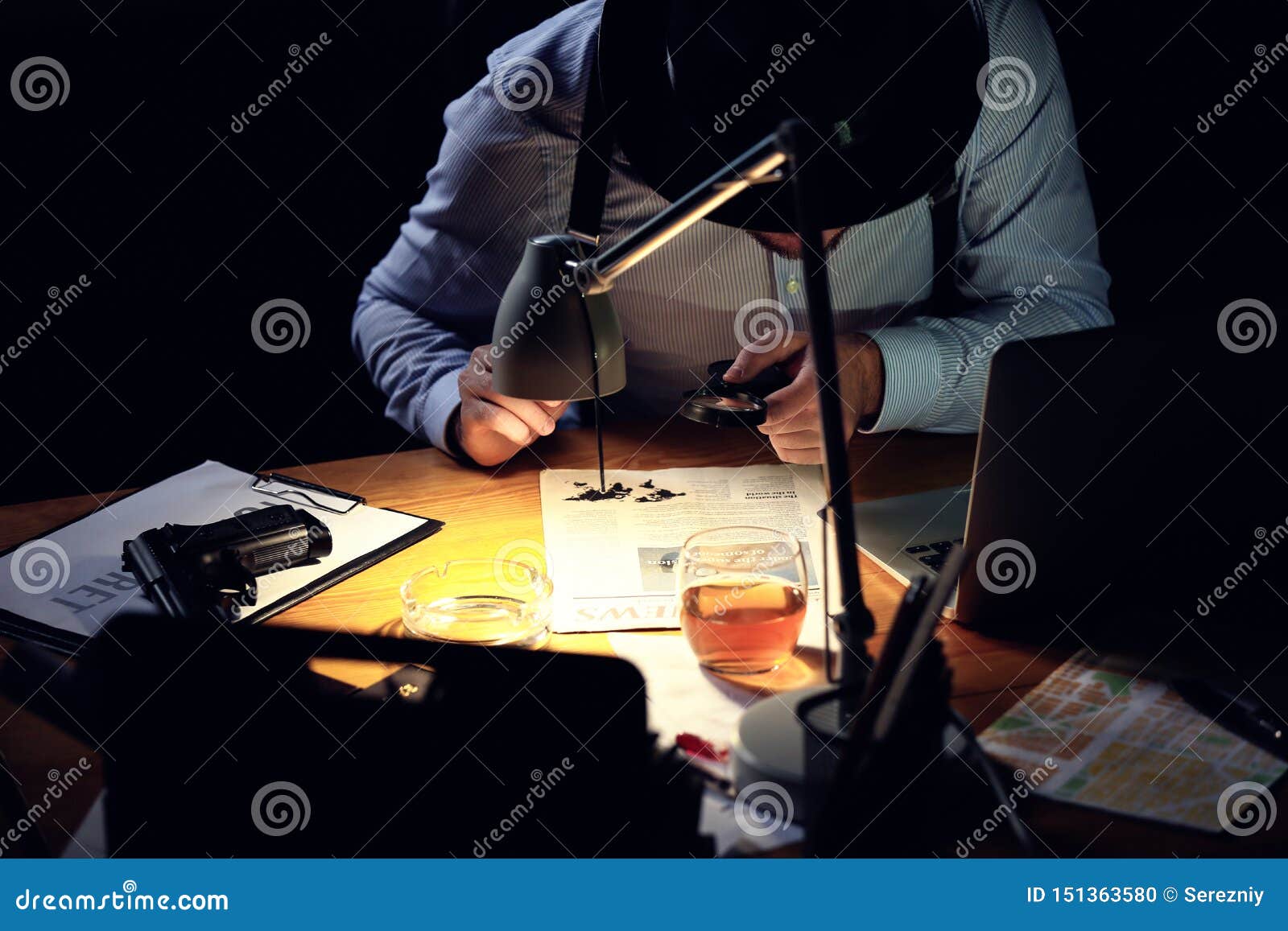 Detective Processing Evidence in Office Stock Photo - Image of english ...