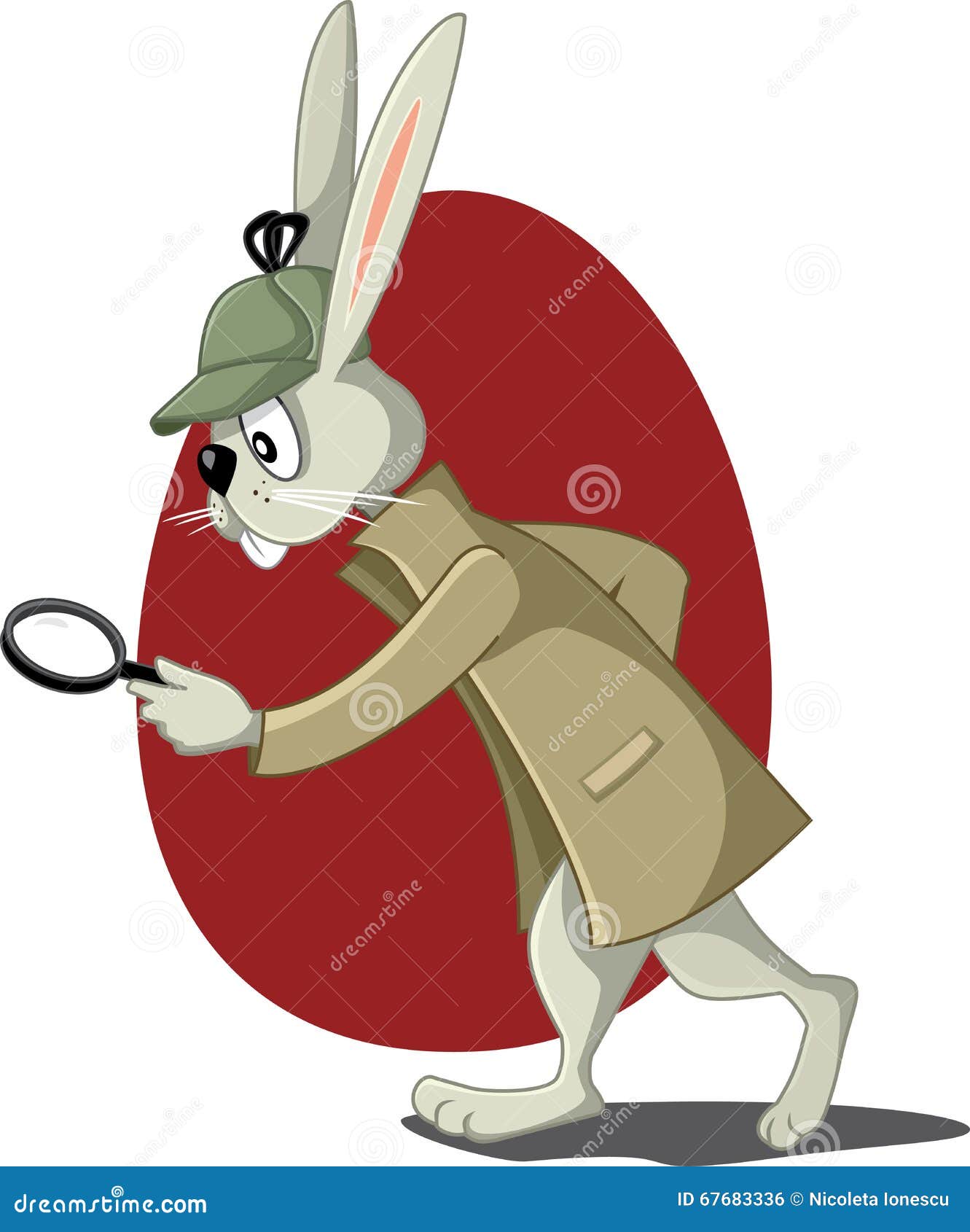 Detective Rabbit With Magnifying Glass Vector Cartoon | CartoonDealer ...