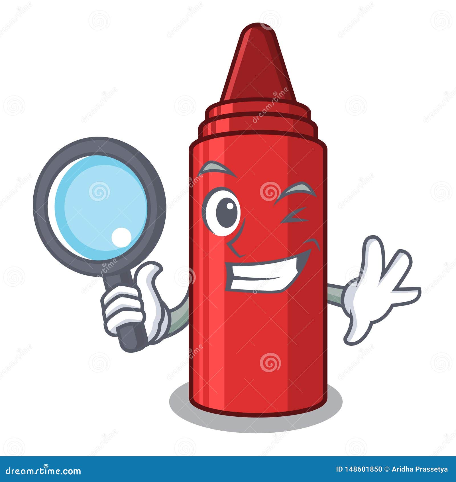 Detective Red Crayon in the Character Shape Stock Vector - Illustration ...
