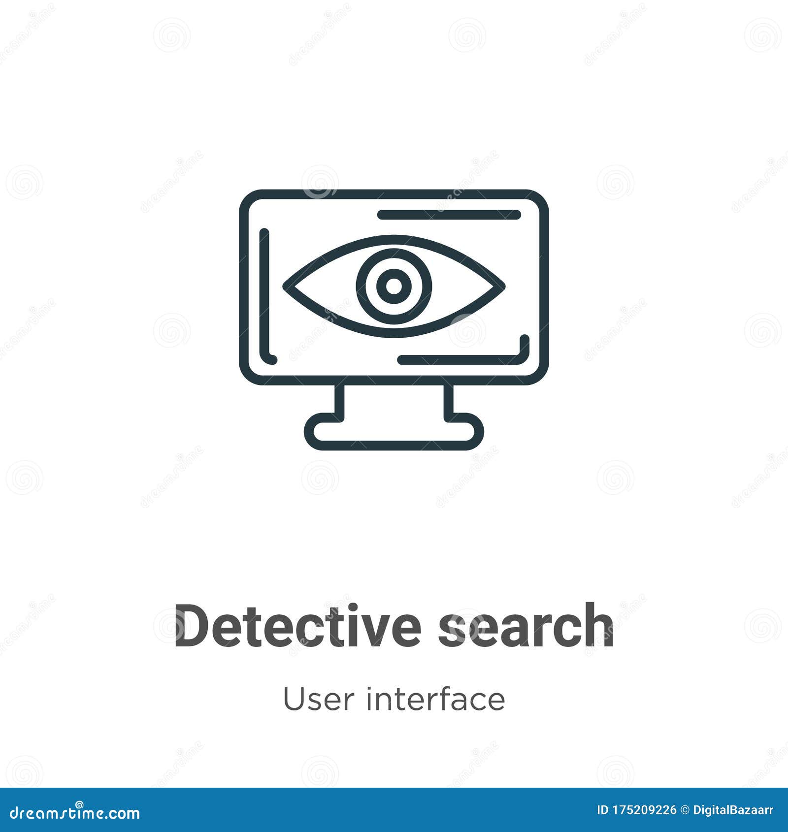 Detective Search Outline Vector Icon. Thin Line Black Detective Search ...
