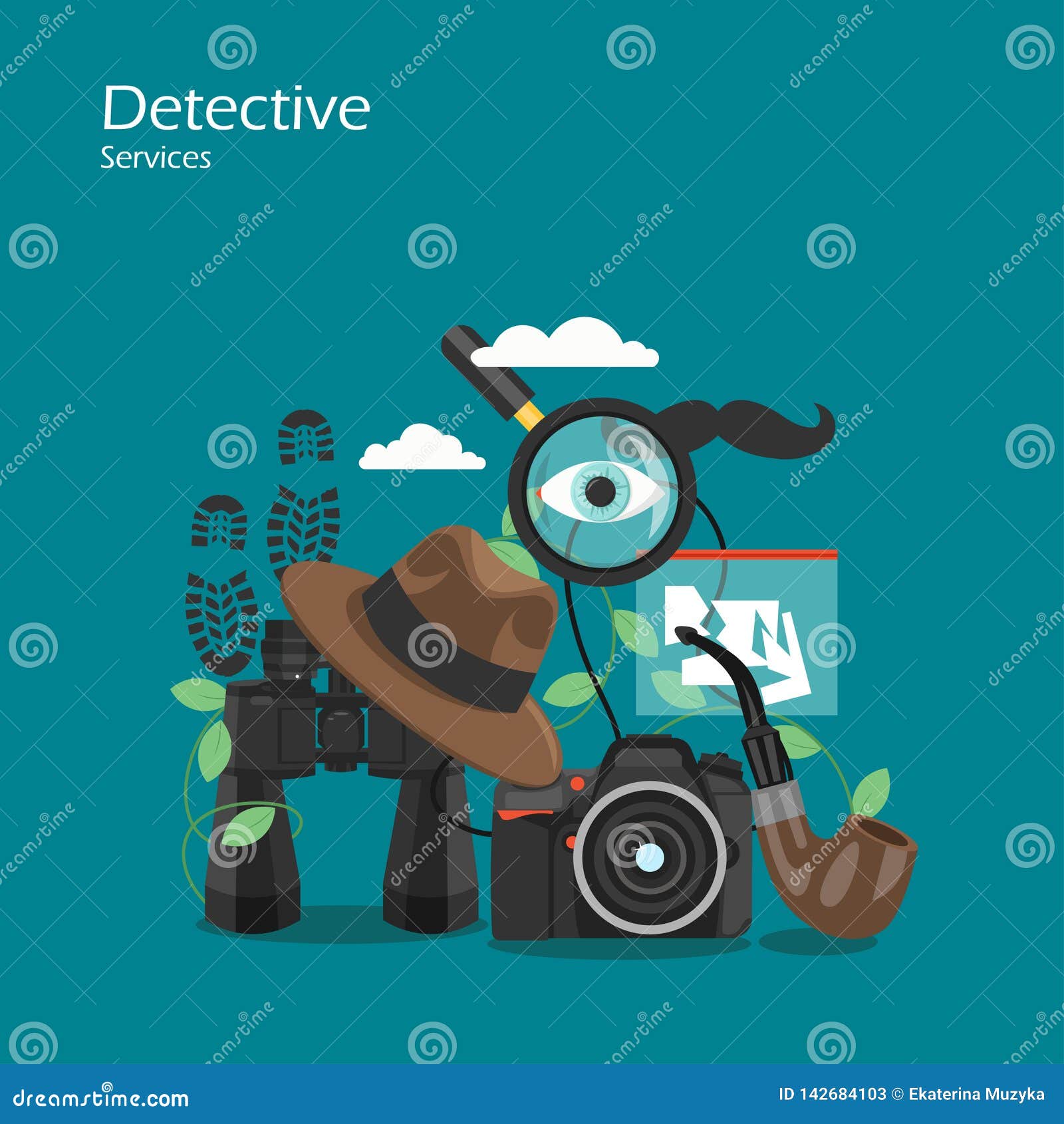 Detective Services Vector Flat Style Design Illustration Stock Vector ...
