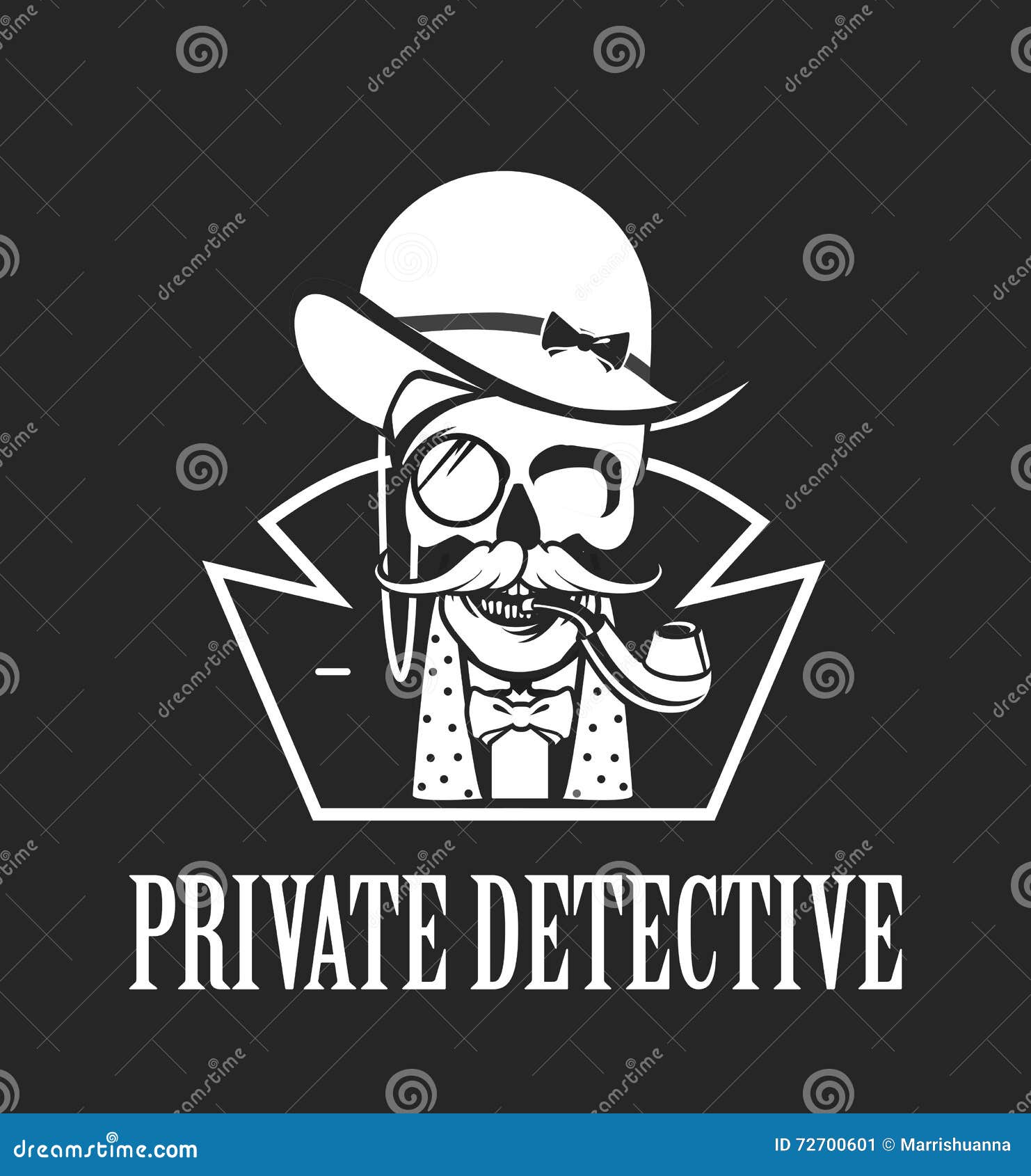 Detective Skull illustrazione vettoriale. Illustrazione di icona - 72700601