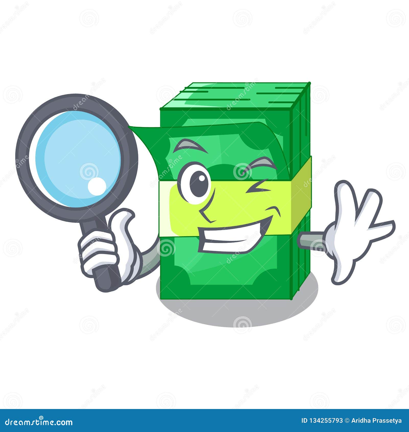 Detective Stack of Dollars Isolated on Mascot Stock Vector ...