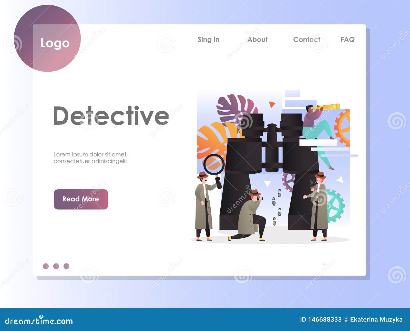 Detective Vector Website Landing Page Design Template Stock Vector ...
