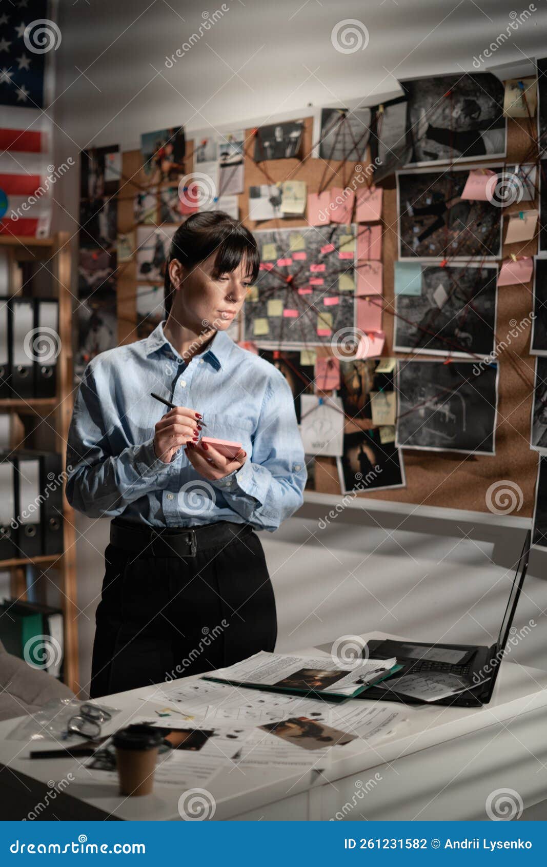 Detective Working at Desk in Her Office Stock Photo - Image of ...