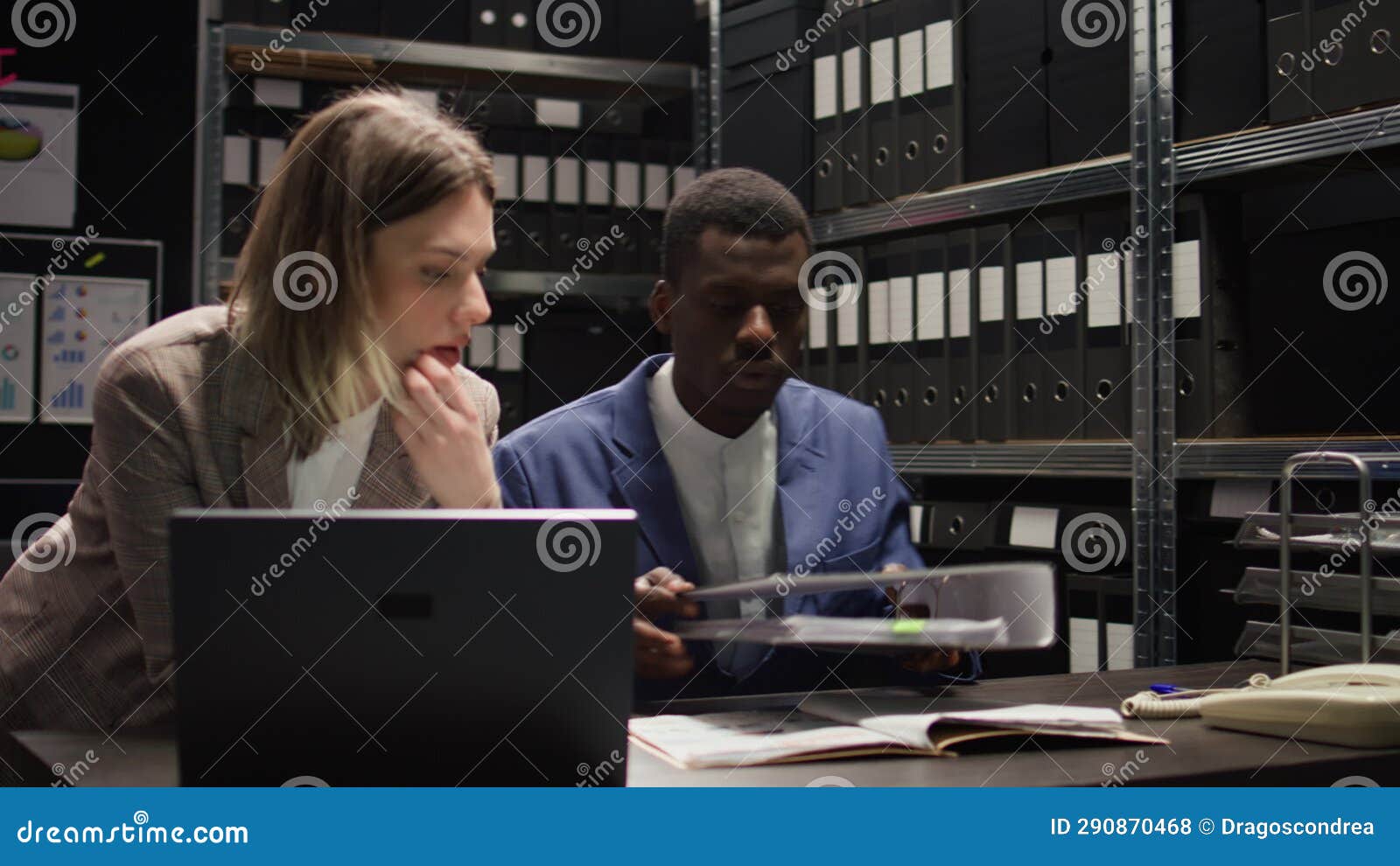 Detectives Collaborate To Solve Case Stock Footage - Video of documents ...