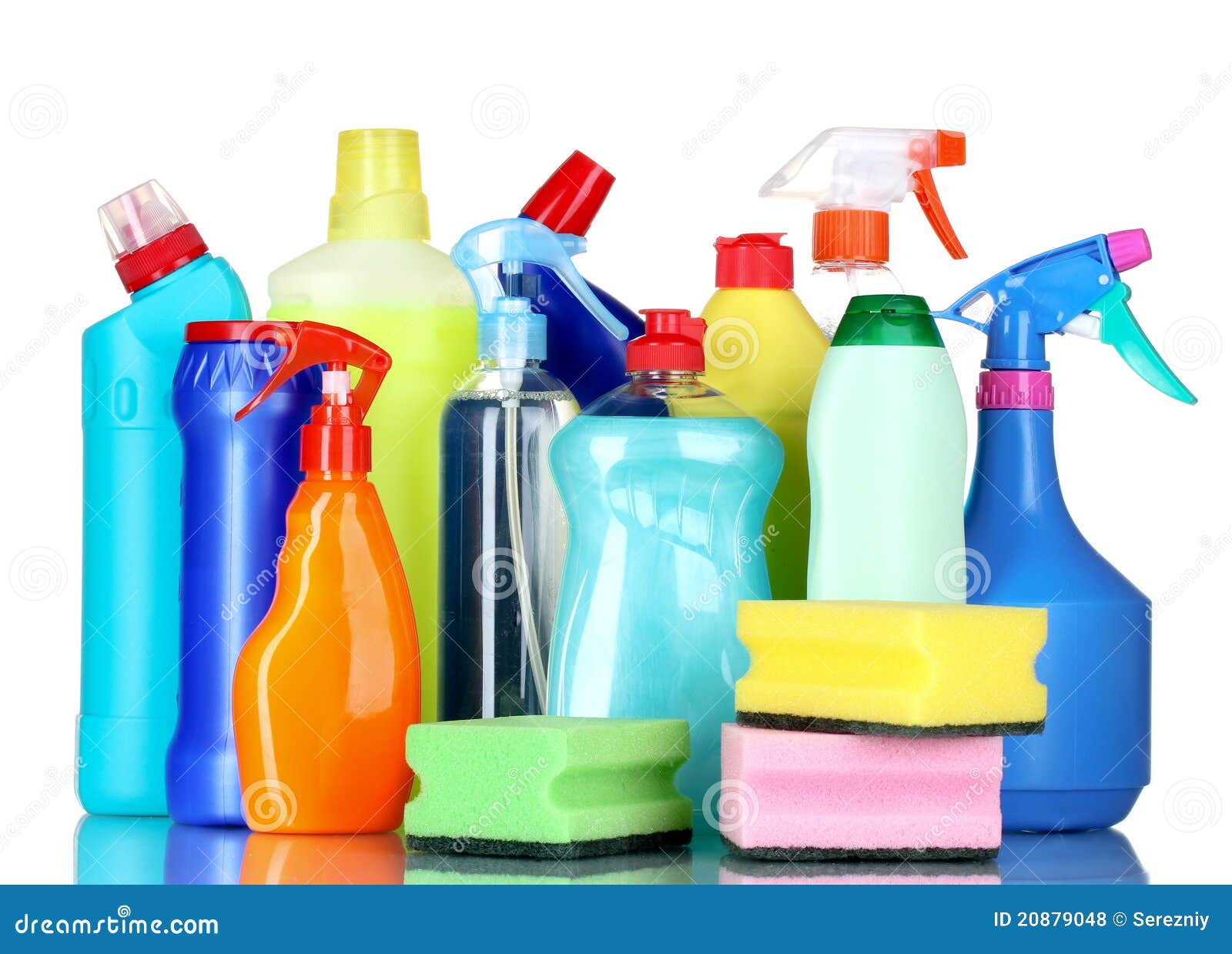 Detergent Bottles and Sponges Stock Photo - Image of detergent ...