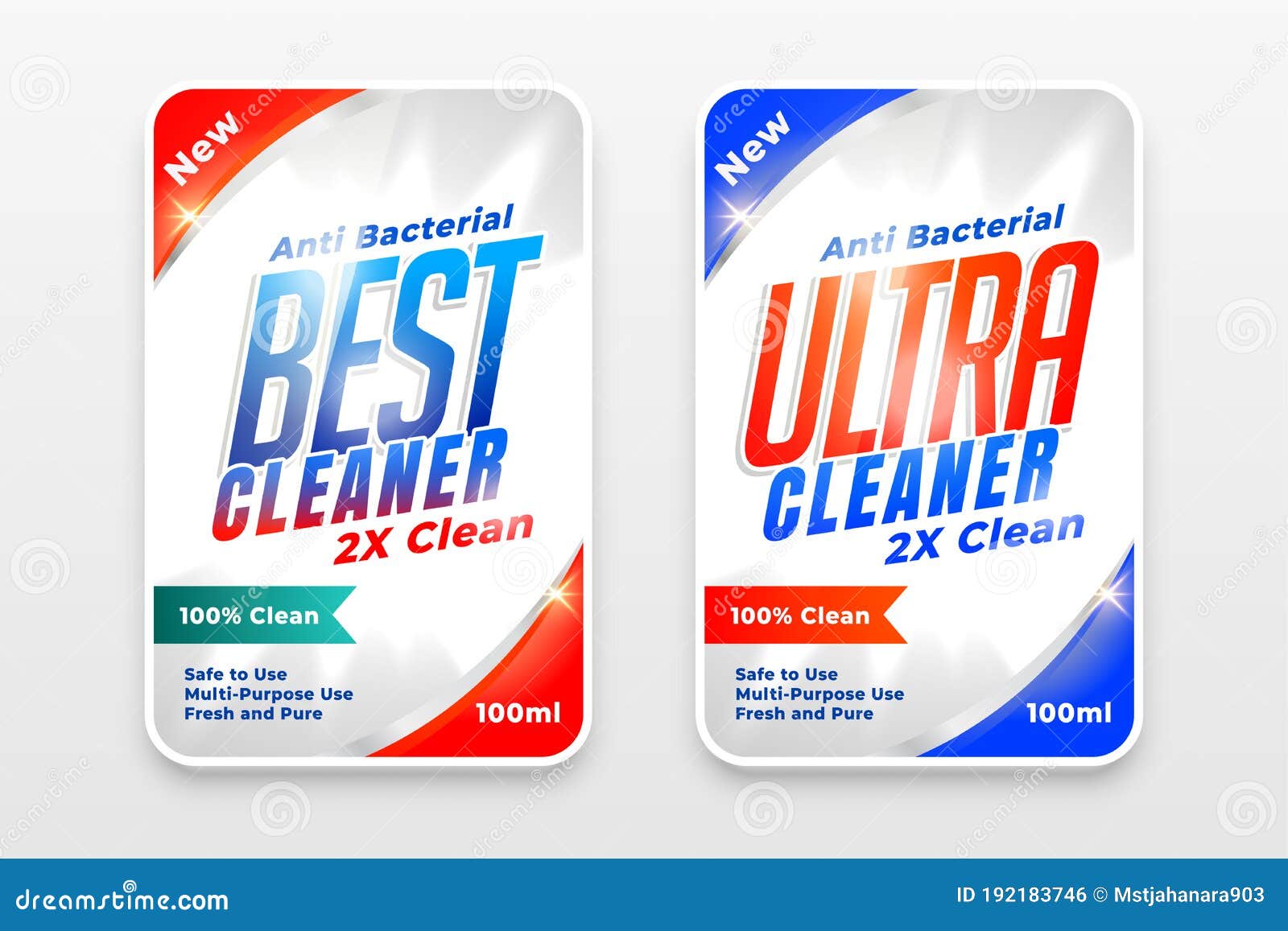 Detergent Cleaner and Disinfectant Labels Set of Two Stock Vector ...