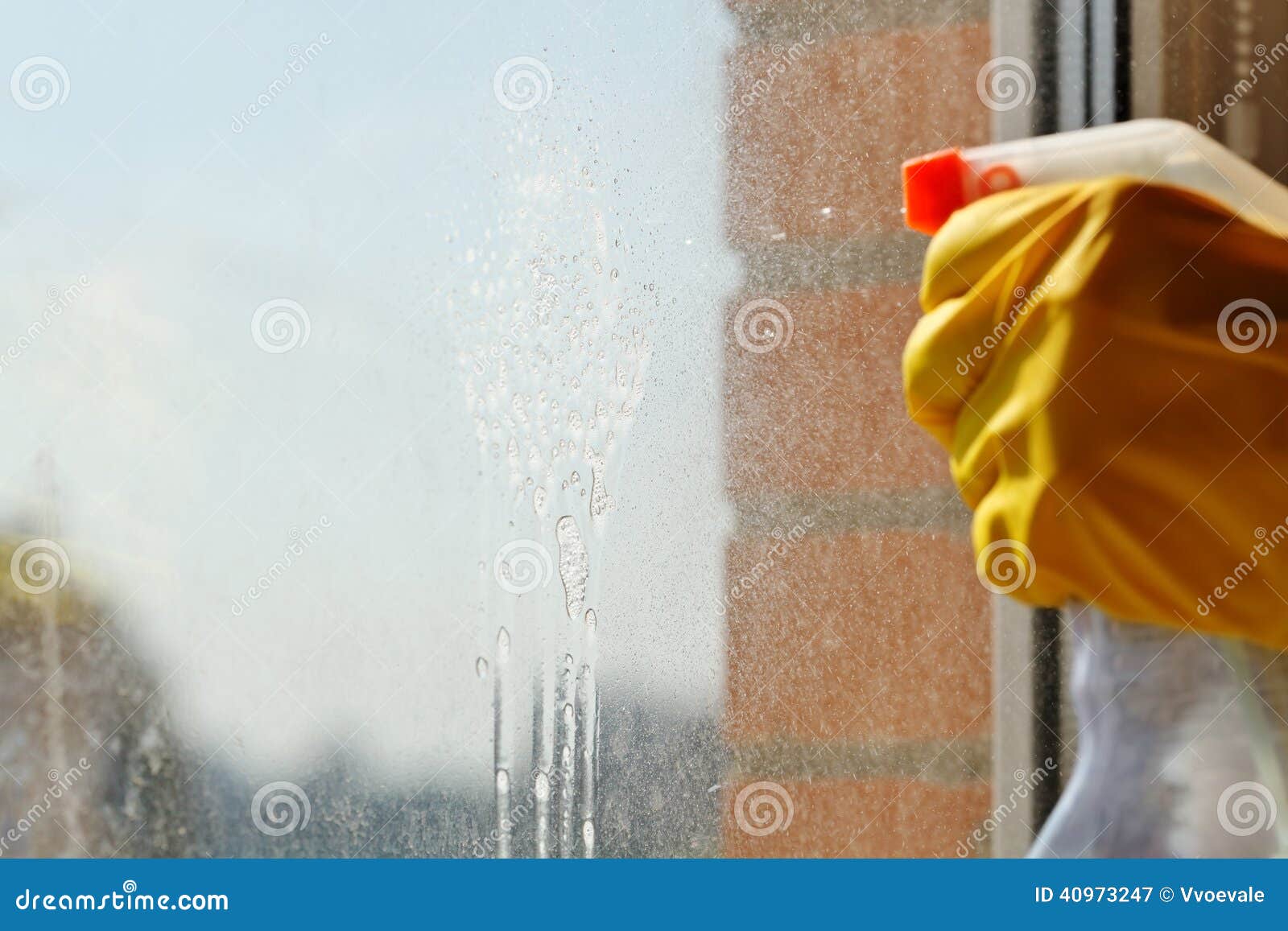 Detergent Jet from Spray Bottle on Window Stock Image - Image of ...