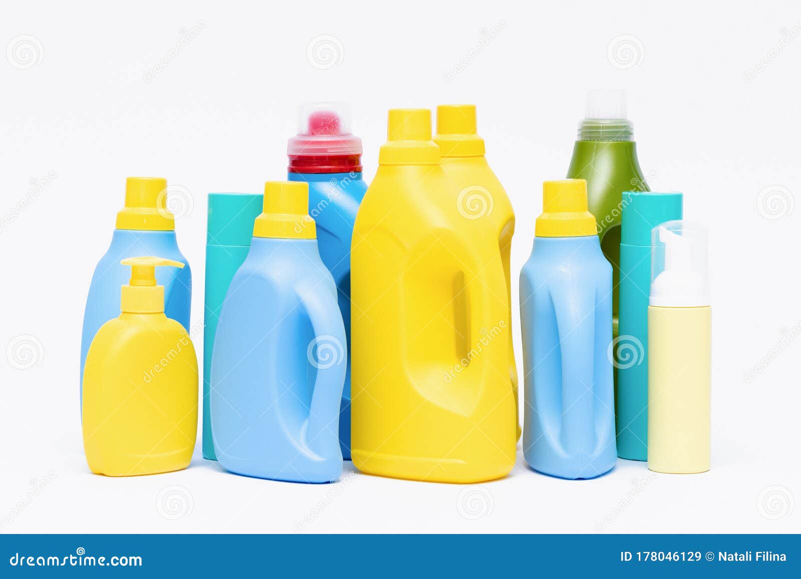 Detergent plastic bottles stock image. Image of view - 178046129