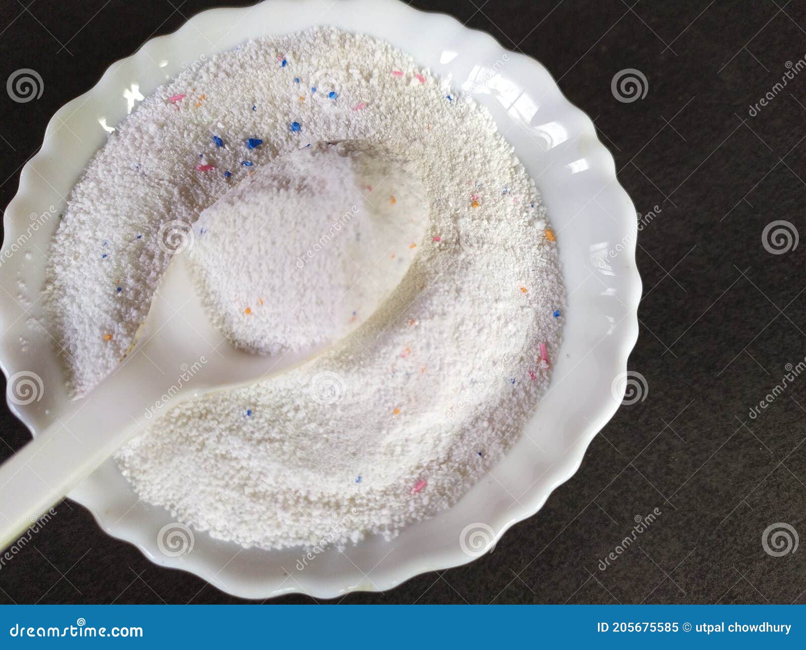 Detergent Powder in a Bowl on Blackbackground. Stock Image - Image of ...