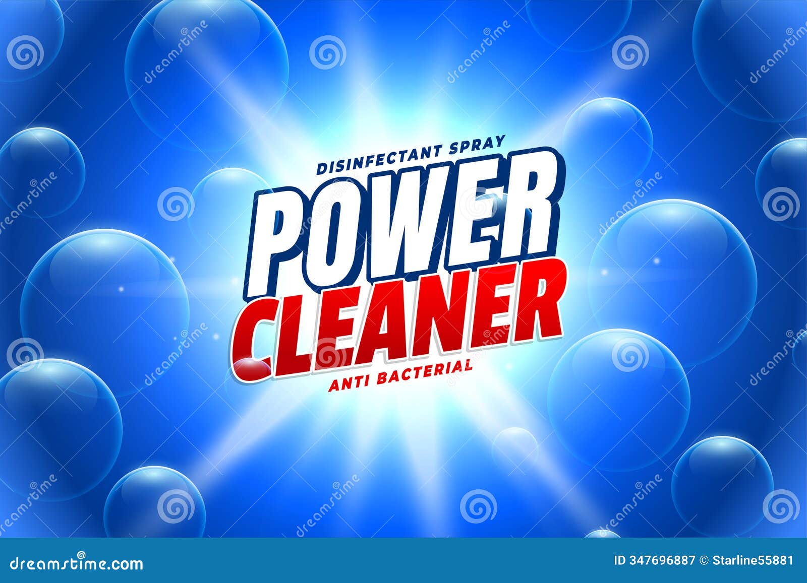 Detergent Power Cleaner Shiny Label with Bubbles Design Stock ...