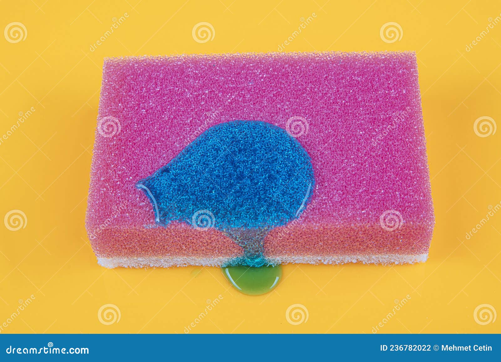 Detergent on the Sponge. the Detergent in the Form of a Gel Flows on a ...