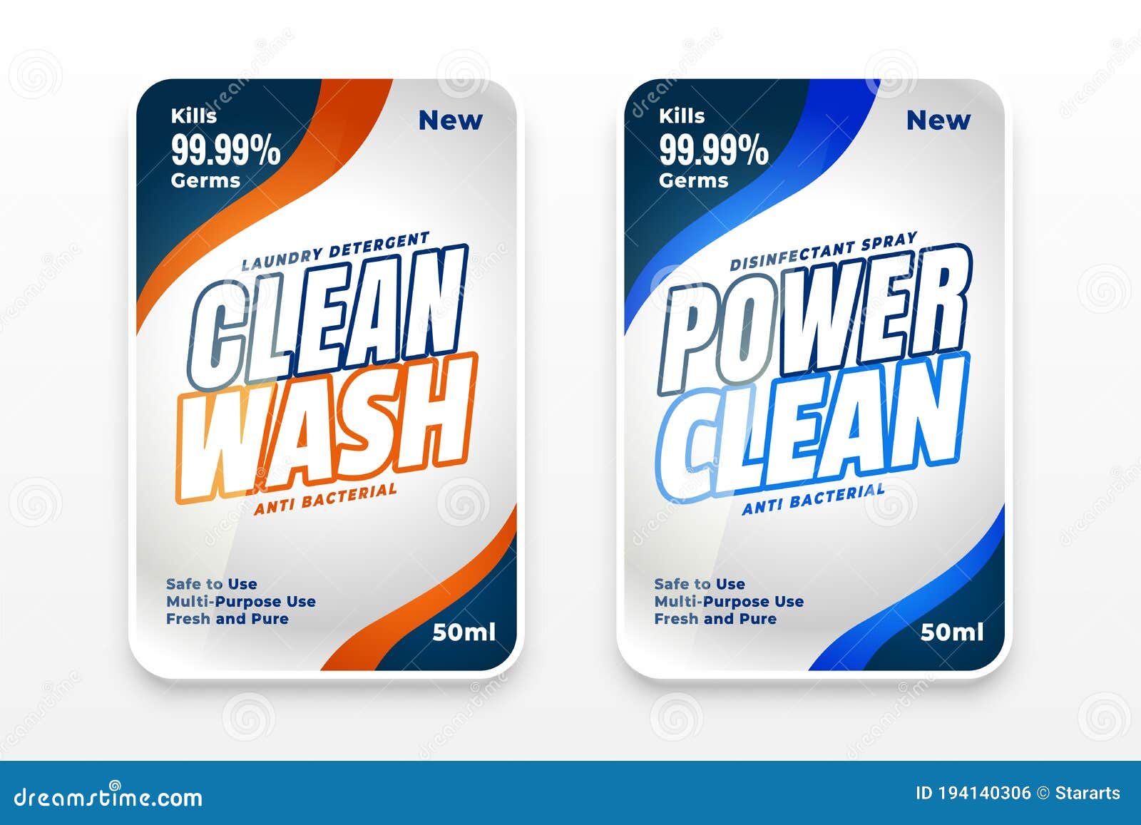 Detergent Wash Labels Design Set of Two Stock Vector - Illustration of ...