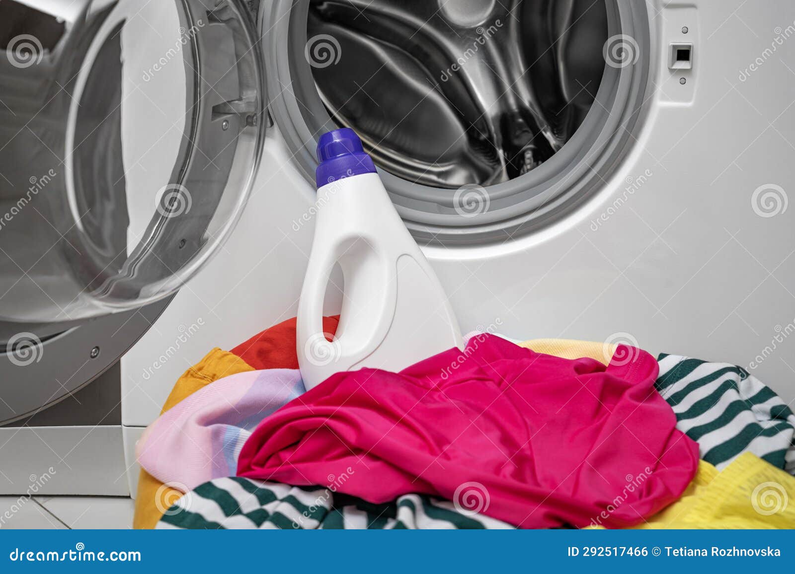 Washing Colored Clothes In A Blue Plastic Bottle On A Wicker Laundry ...
