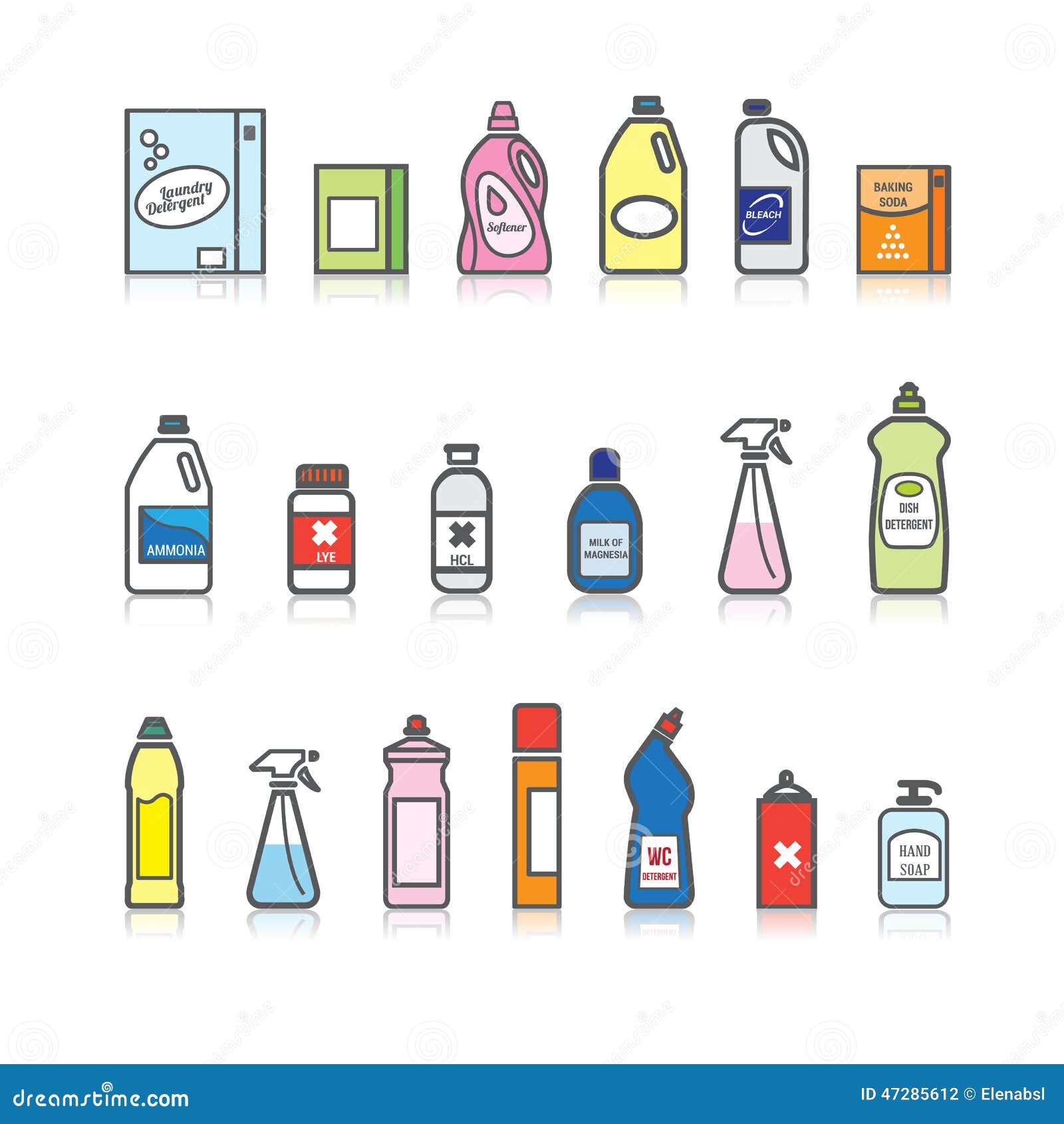 Detergents set stock vector. Illustration of bicarbonate - 47285612