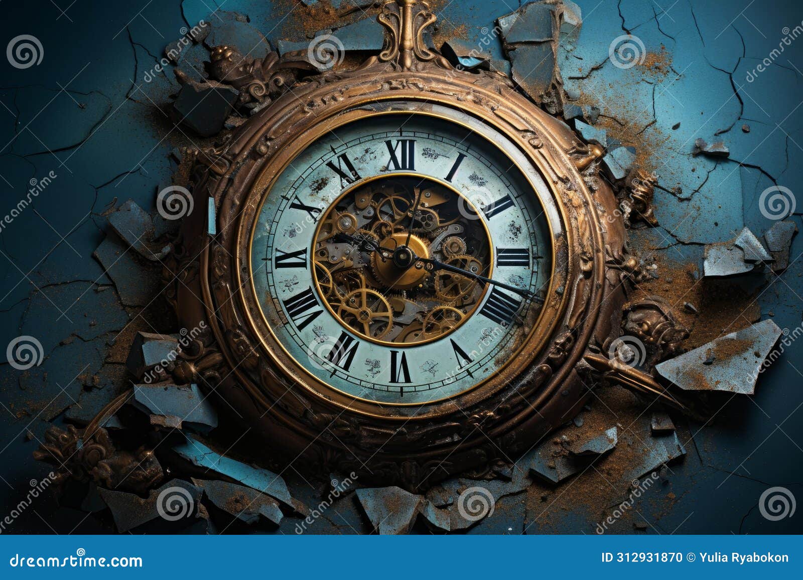 Deteriorated Old Broken Clock. Generate AI Stock Photo - Image of ...