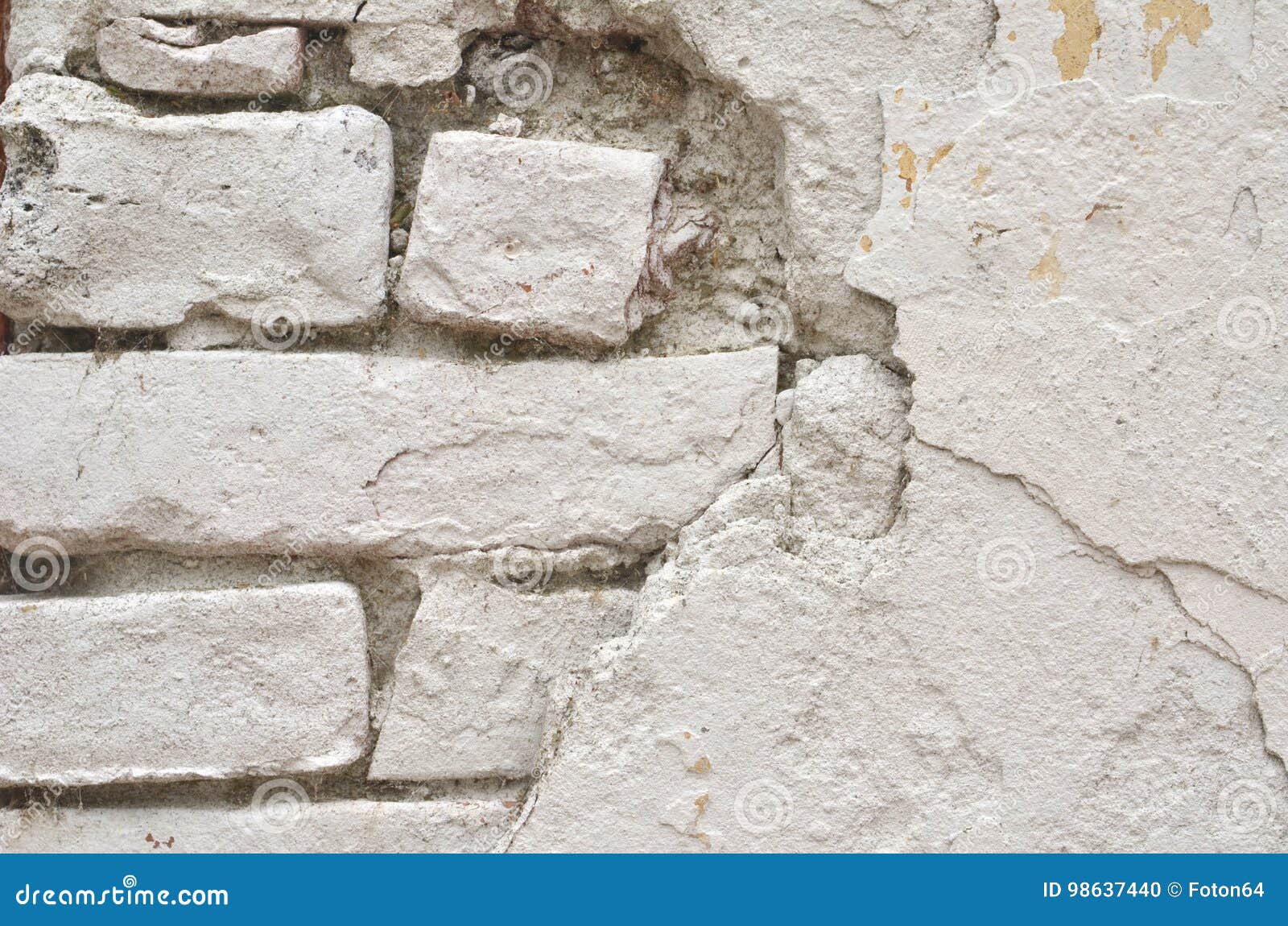 Deteriorated White Brick Wall Stock Photo - Image of paint, weathered ...