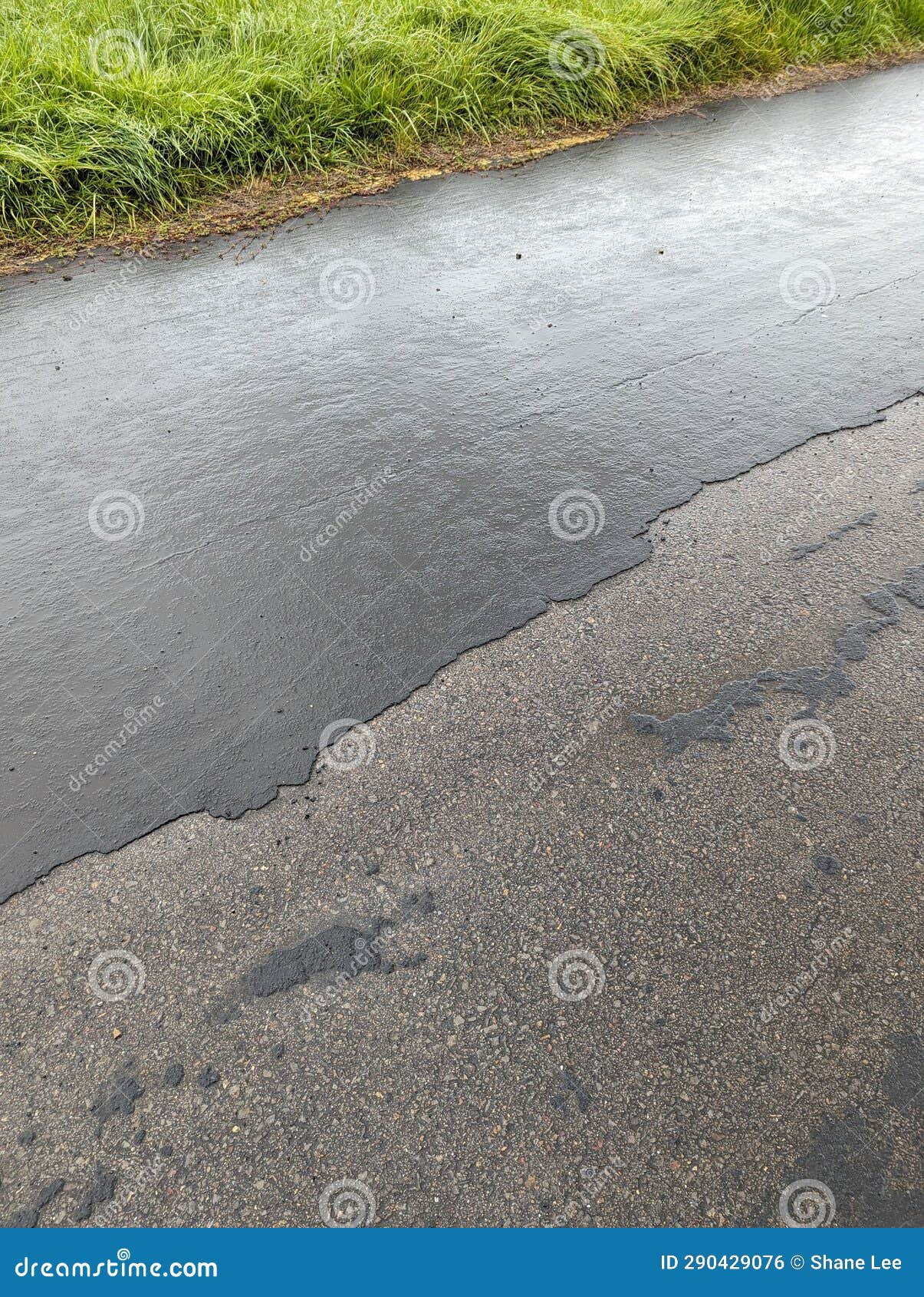 Deteriorating Asphalt and Concrete Road Surface in Wales Stock Photo ...