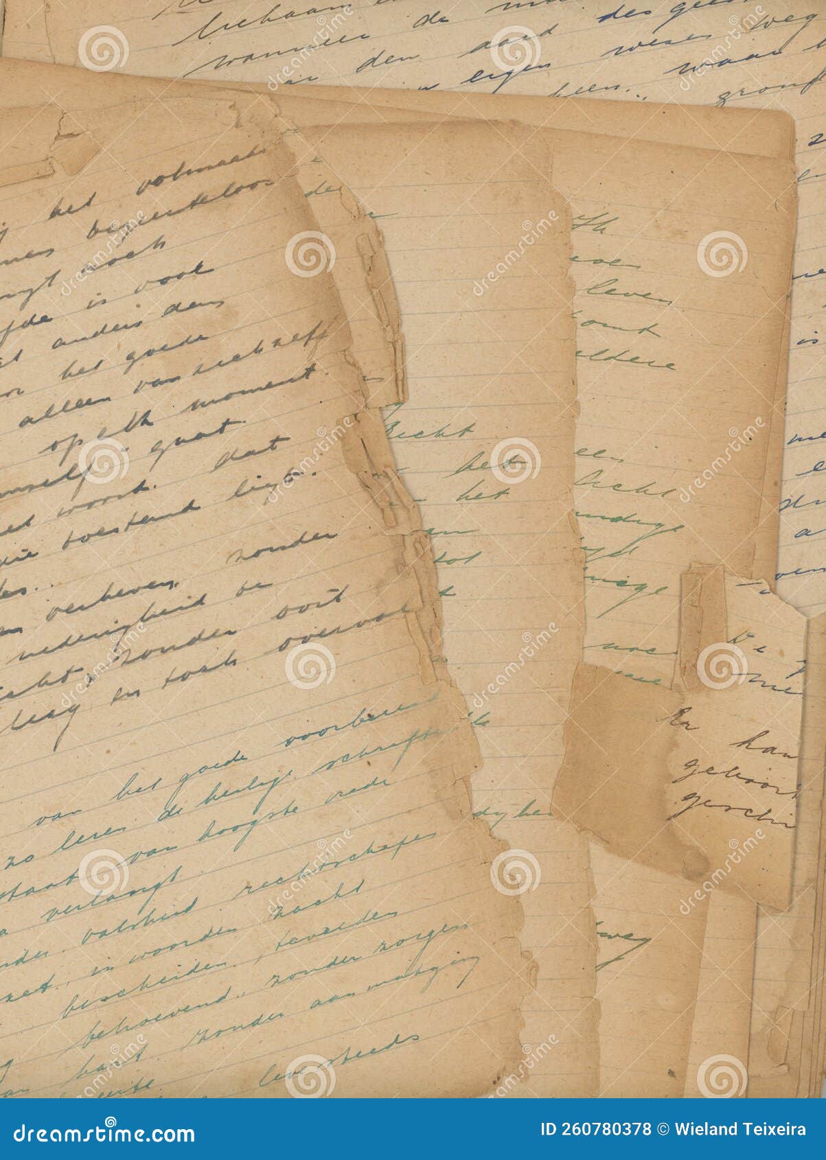 Deteriorating Old Notebook with Script in Dutch Stock Photo - Image of ...
