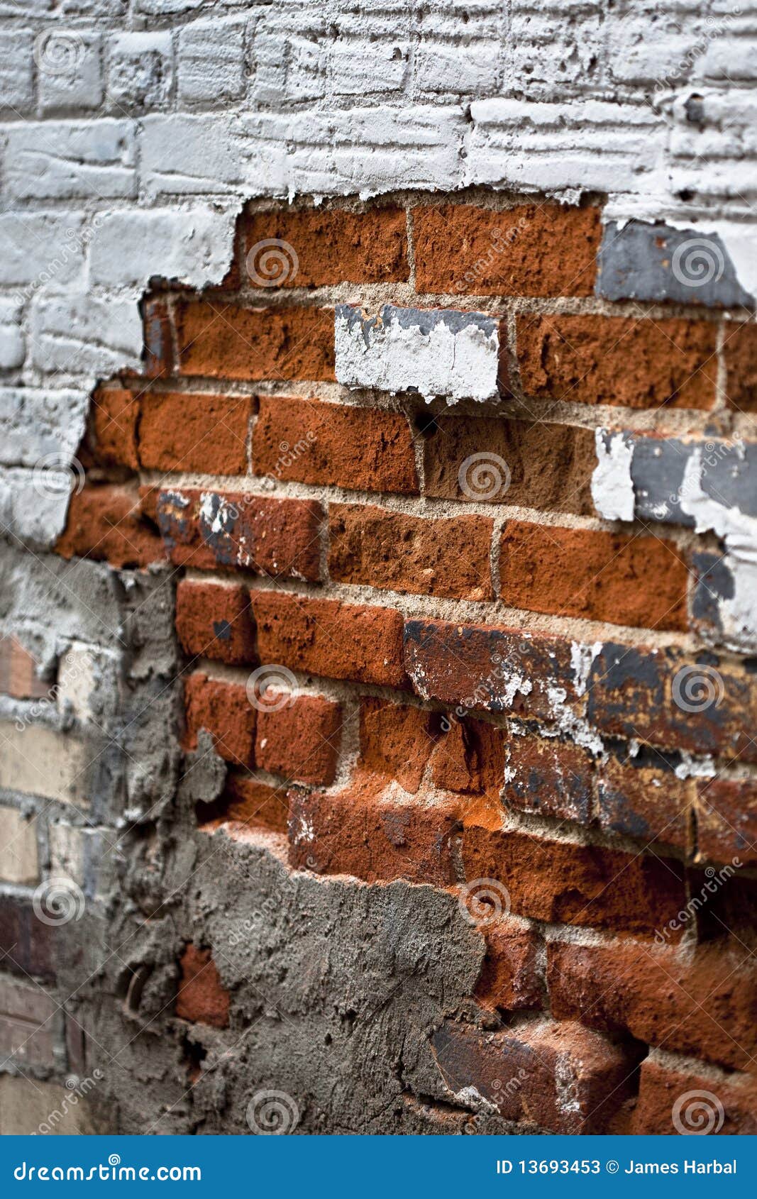 Deteriorating Patchwork Brick Wall Stock Image - Image of brick: 13693453