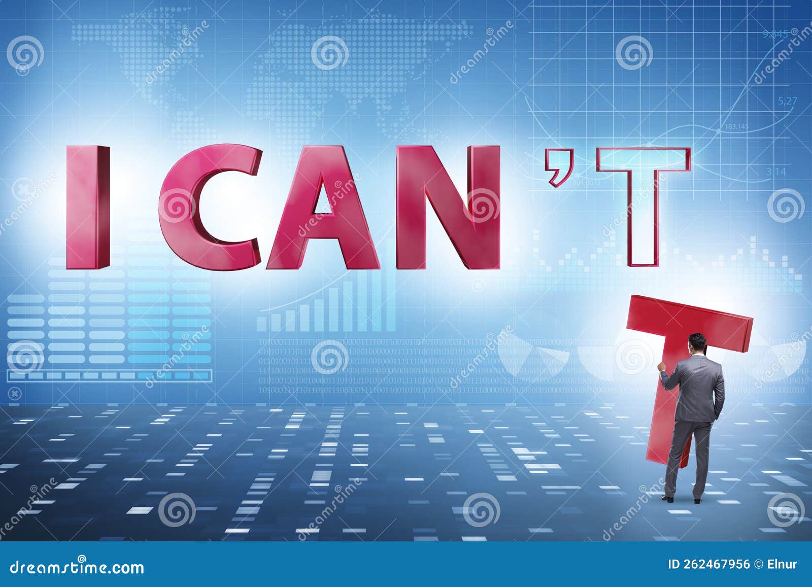 Determination Concept with Businessman and Letters Stock Illustration ...