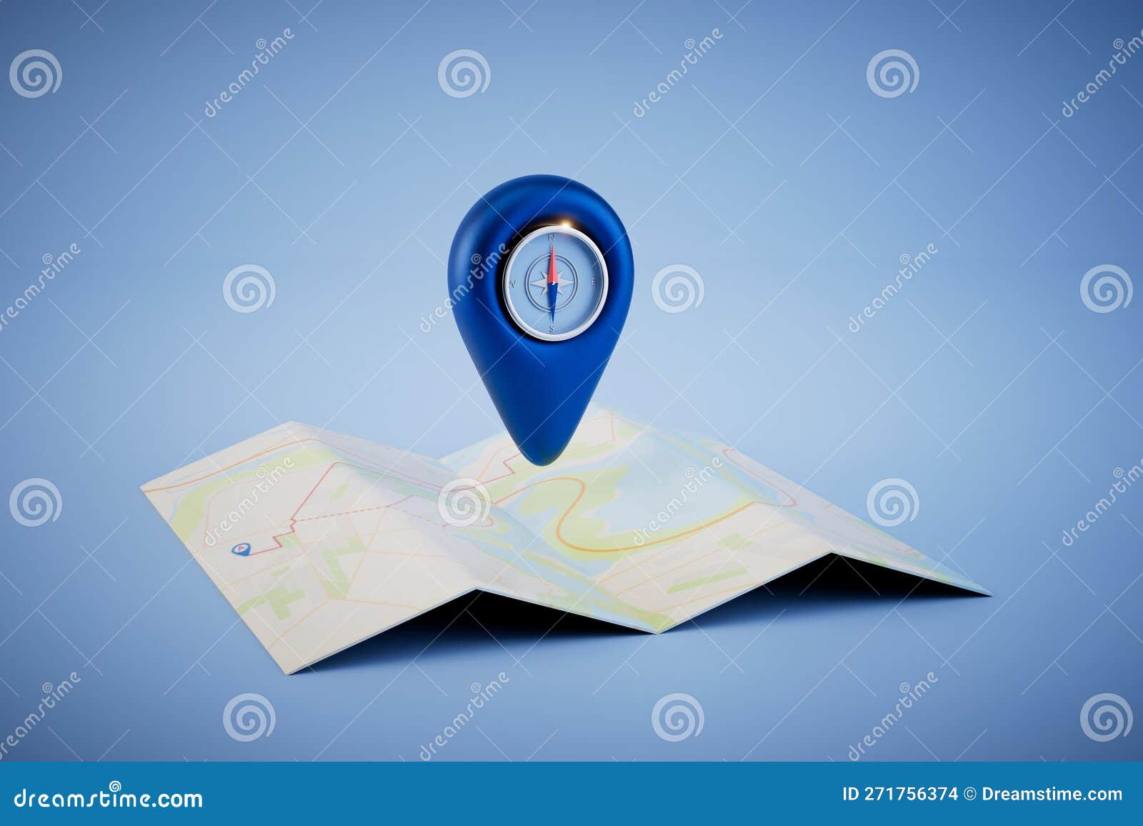 Determine the Route on the Map. a Map on Which the Compass is Inside ...