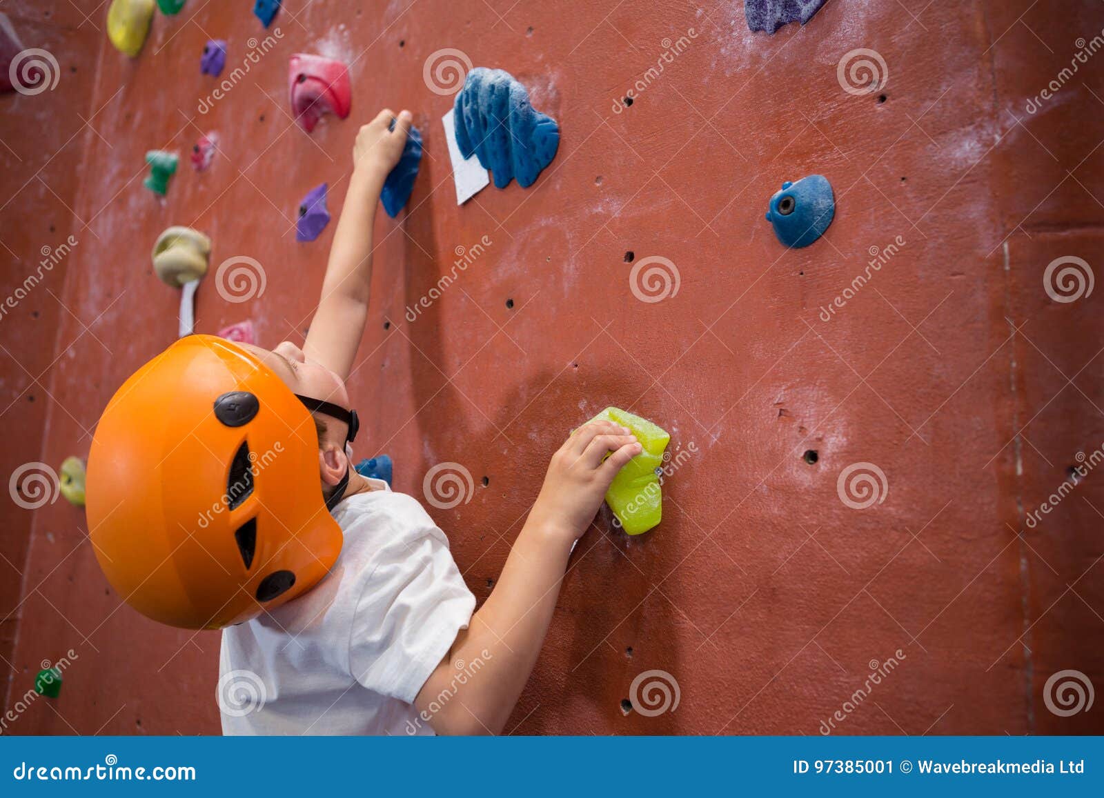Determined Boy Practicing Rock Climbing Stock Image - Image of climber ...