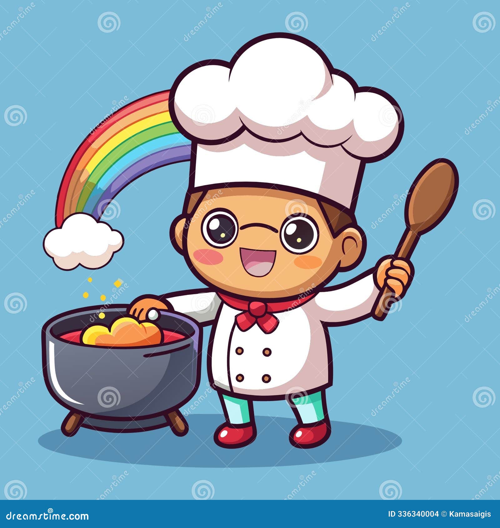 A Determined Chibi Chef Character with a Furrowed Brow Exudes Focus ...