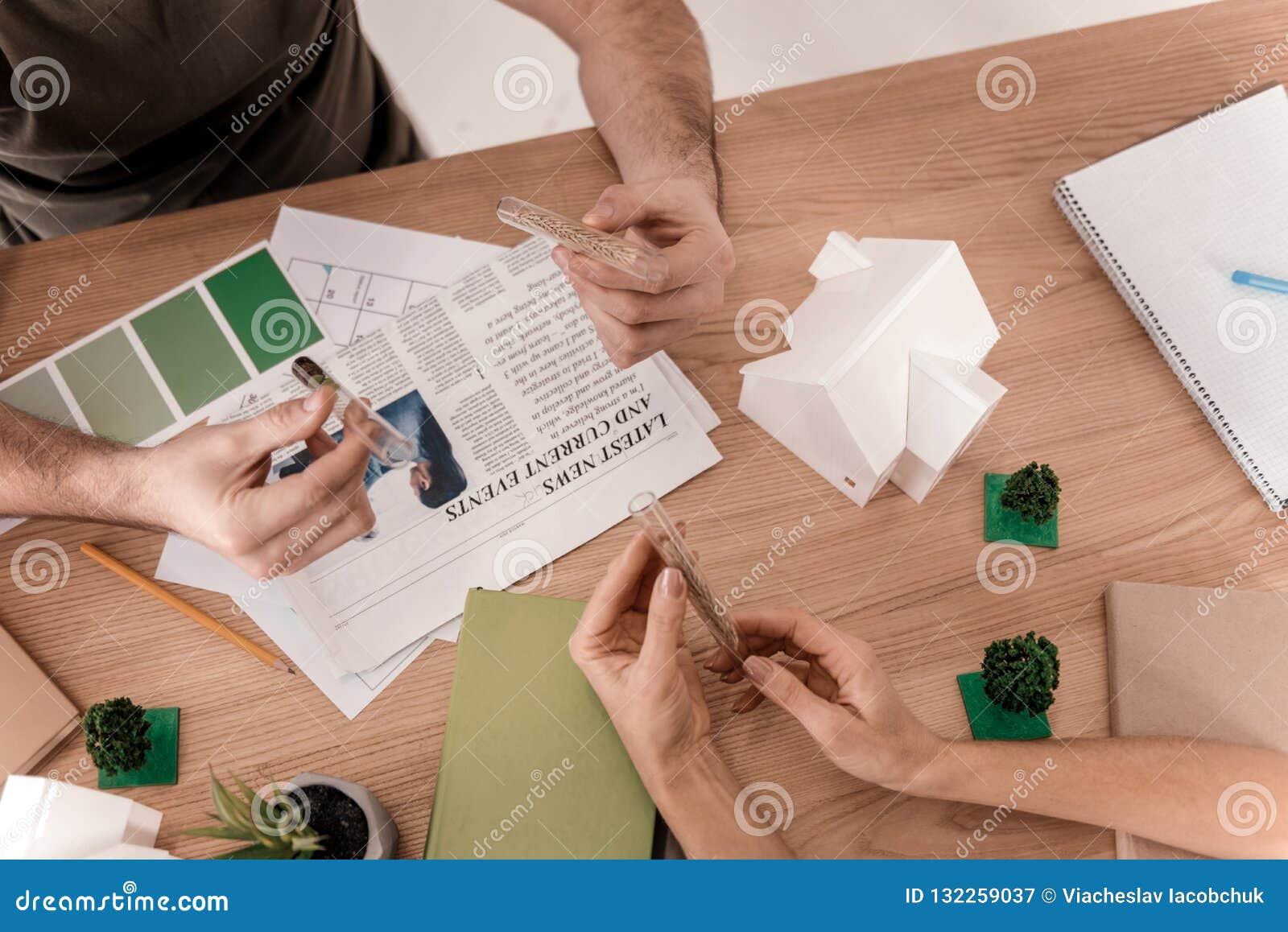 Determined Ecologists Holding Various Beakers Stock Image - Image of ...