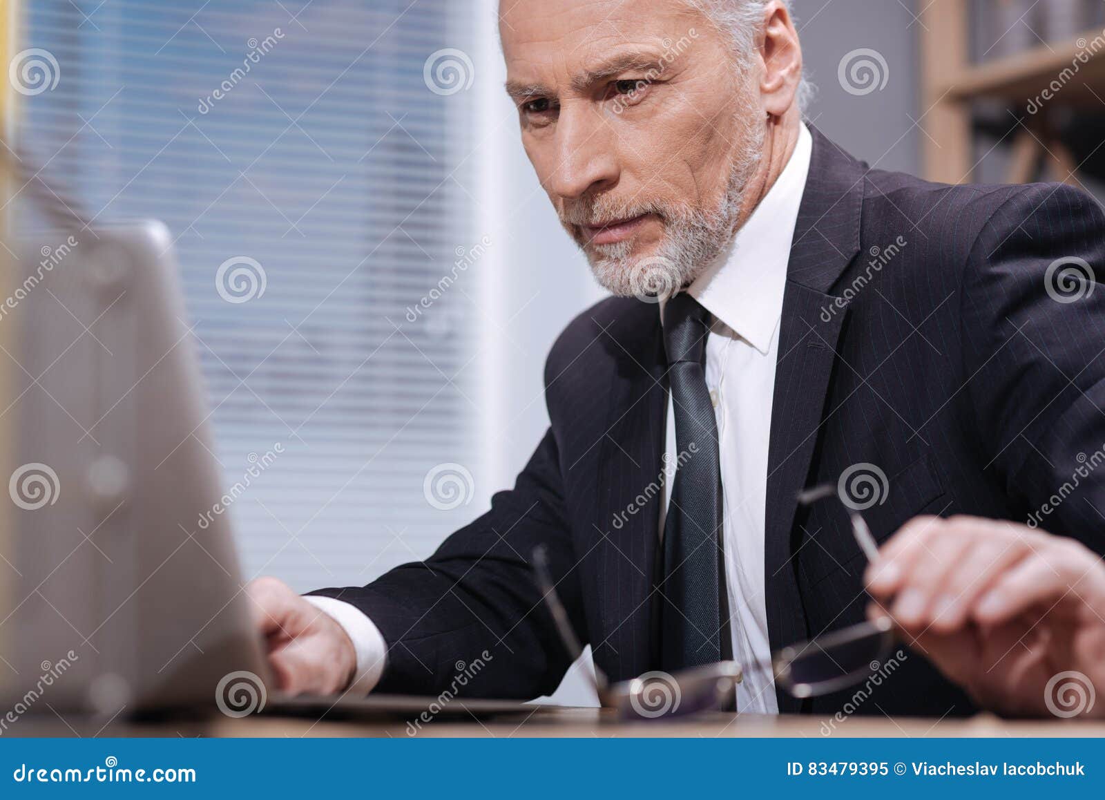 Determined Executive Using His Laptop Stock Image - Image of involved ...