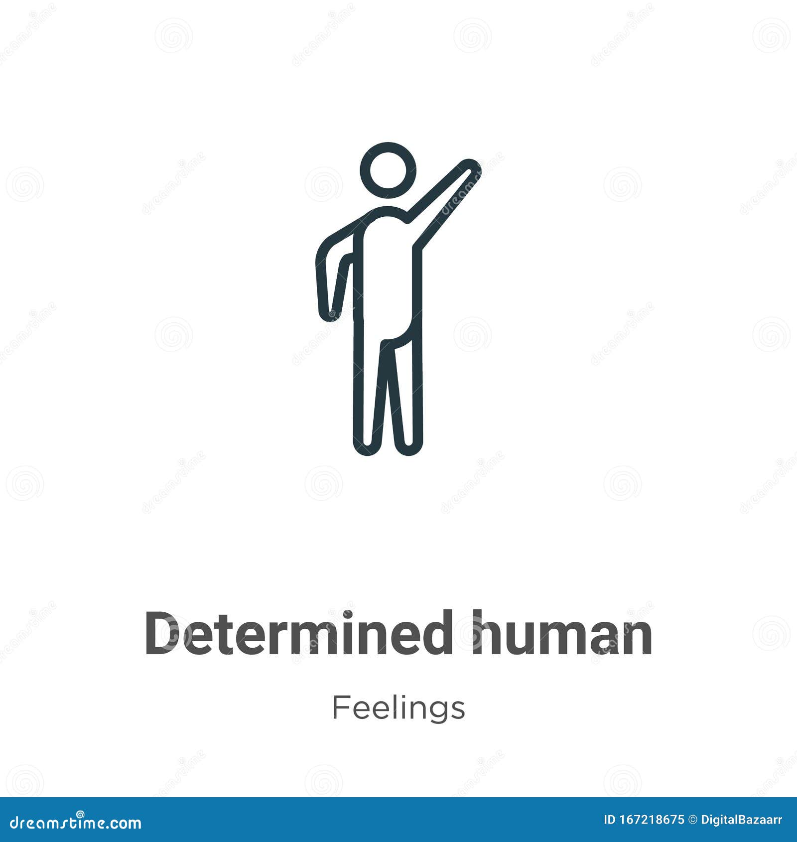 Determined Human Outline Vector Icon. Thin Line Black Determined Human ...