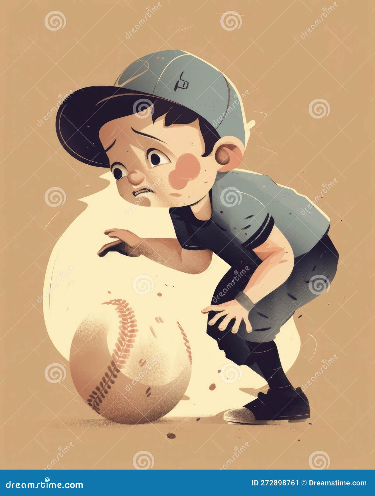 A Determined Little Boy Playing Catch with a Baseball His Face Focused ...