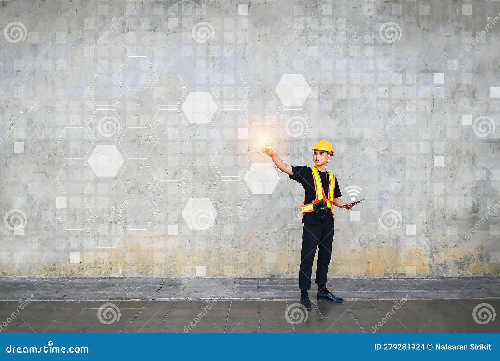 With a Determined Look on Their Face the Engineer Worker Pointed ...