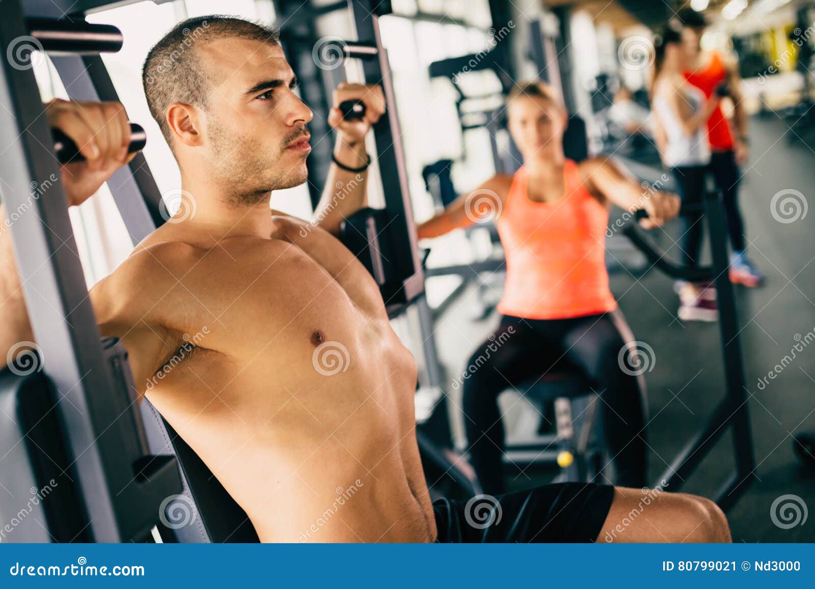 Determined Male Exercising in Gym Stock Image - Image of biceps, people ...