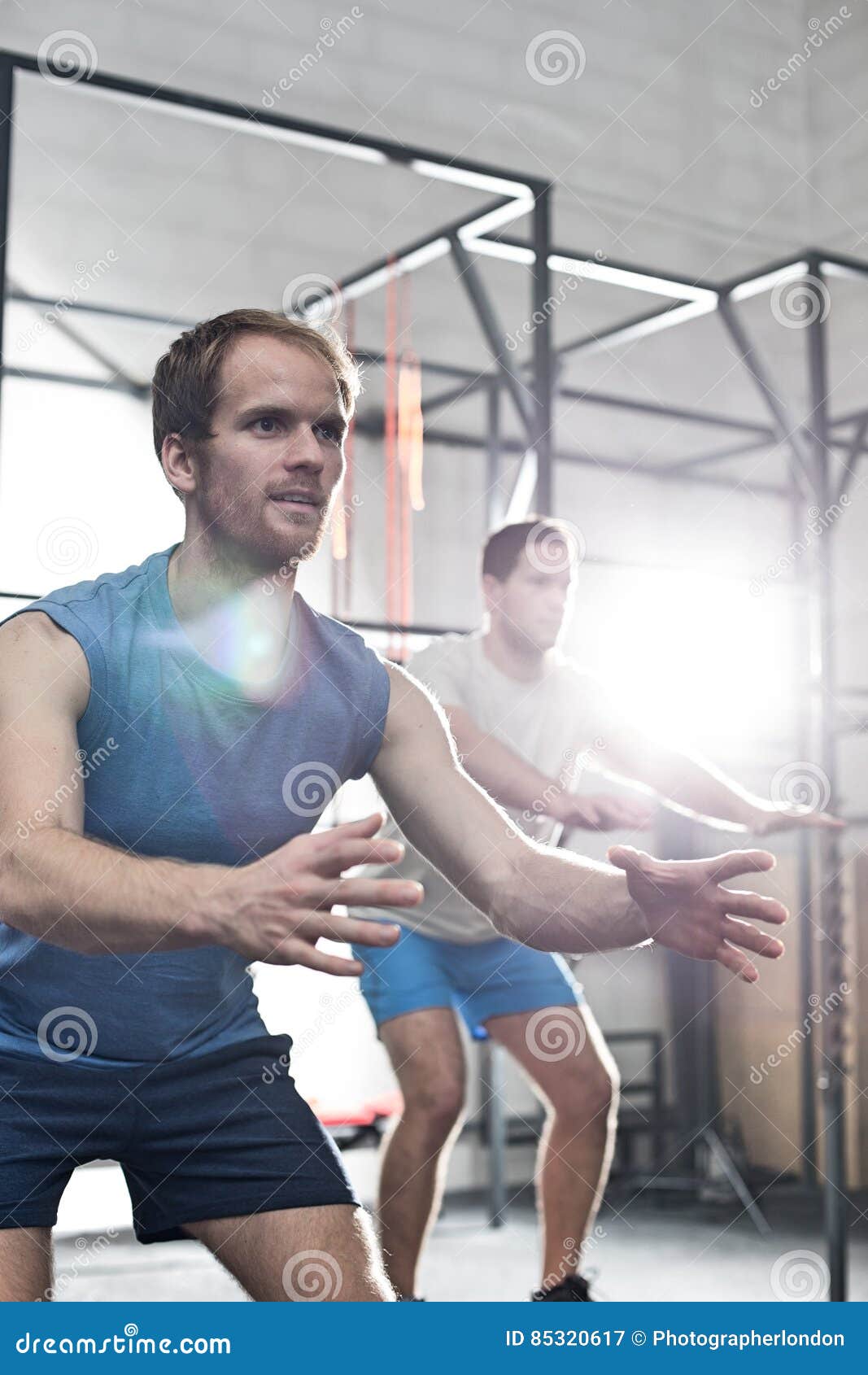 Determined Men Exercising at Crossfit Gym Stock Image - Image of ...