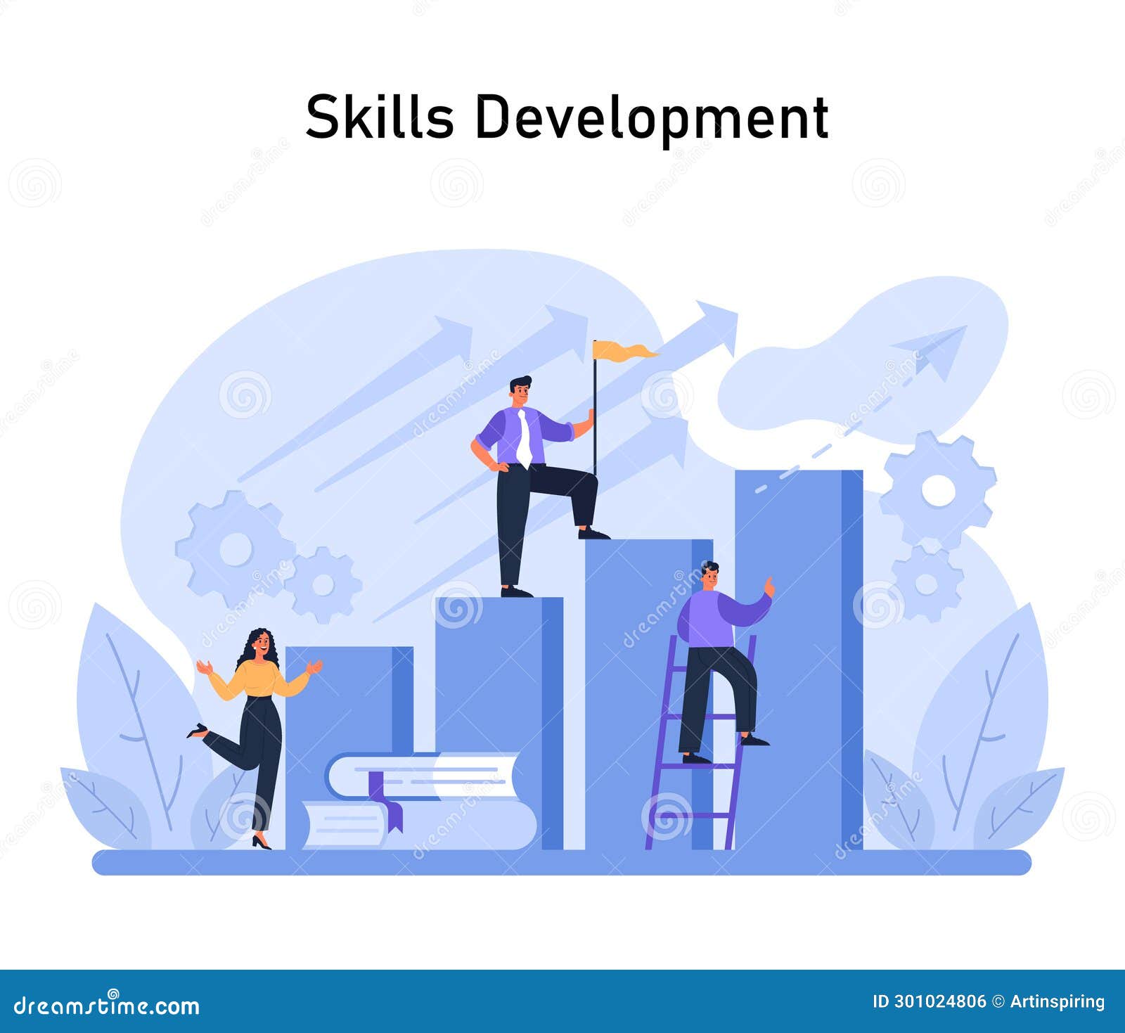 Determined Professionals Ascend in Skills Development. Stock Vector ...