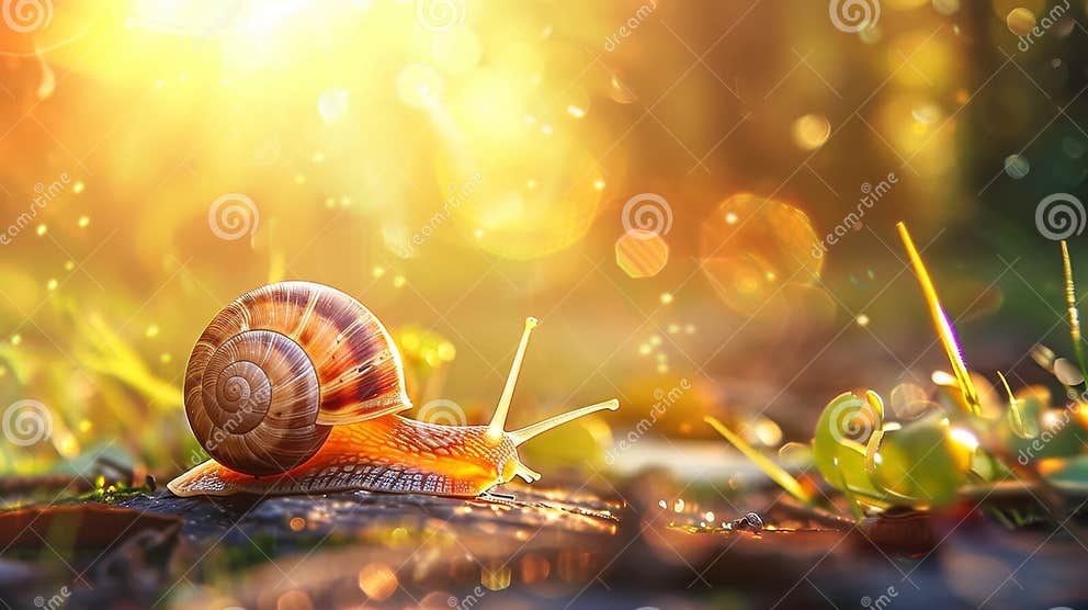 Determined Snail Enduring Harsh Sunlight Realistic Image Capturing ...