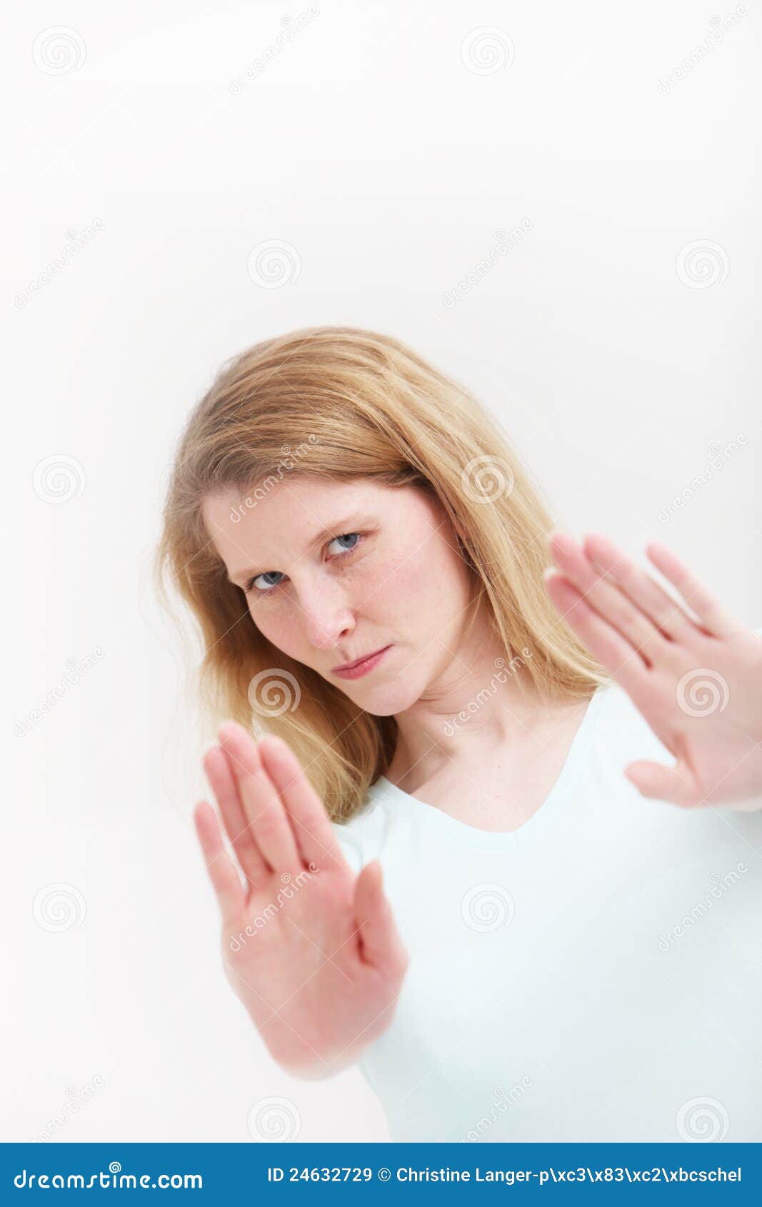 Determined Woman Signalling that is Enough Stock Image - Image of ...