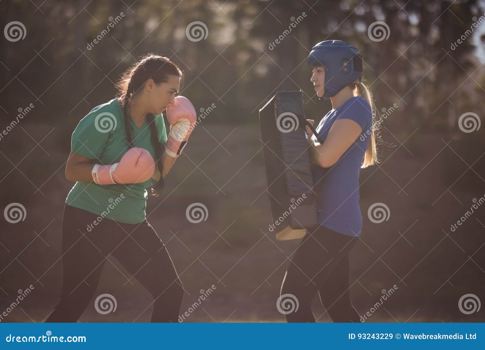 Determined Women Practicing Boxing during Obstacle Course Stock Image ...