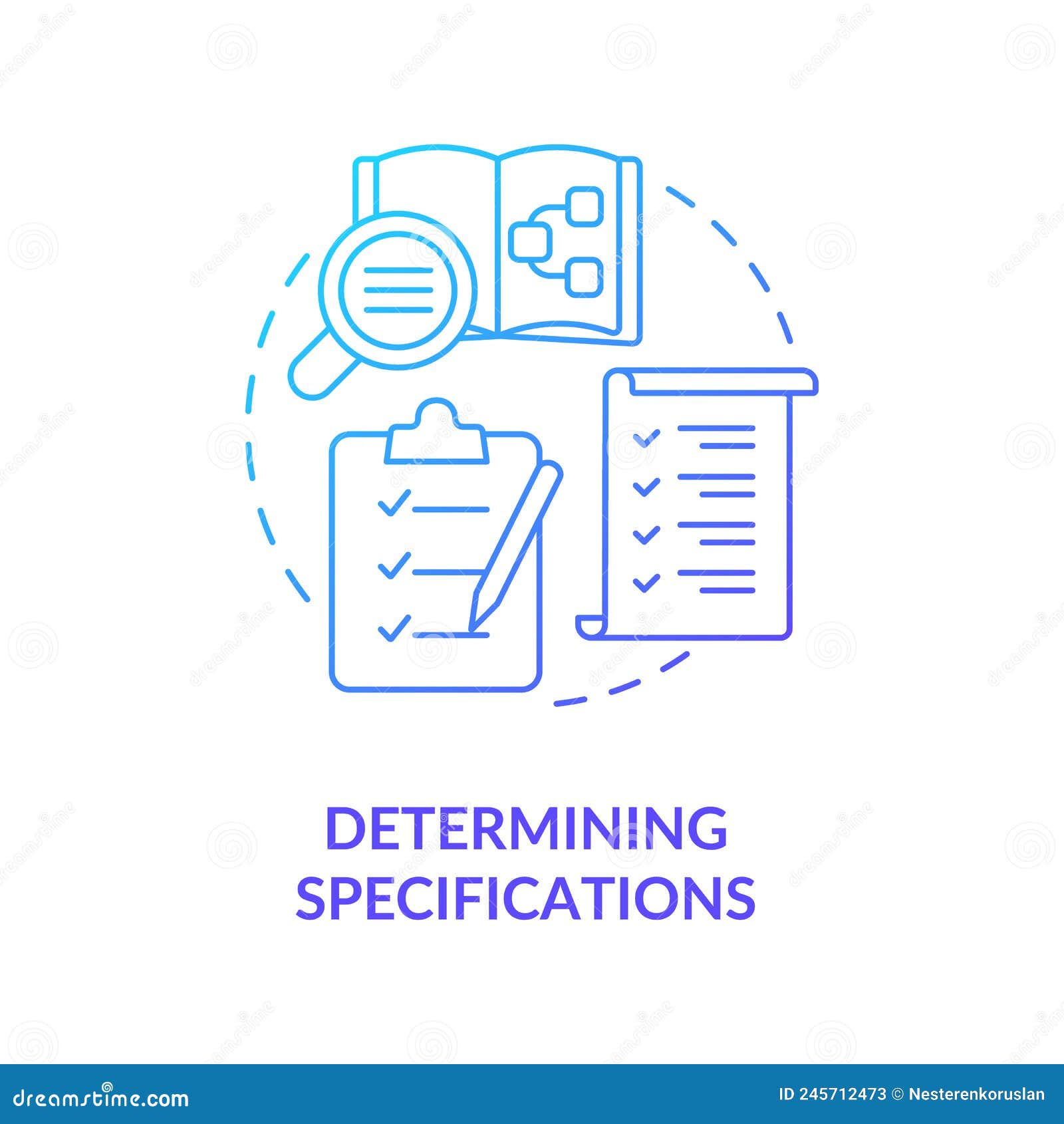 Determining Specifications Blue Gradient Concept Icon Stock Vector ...