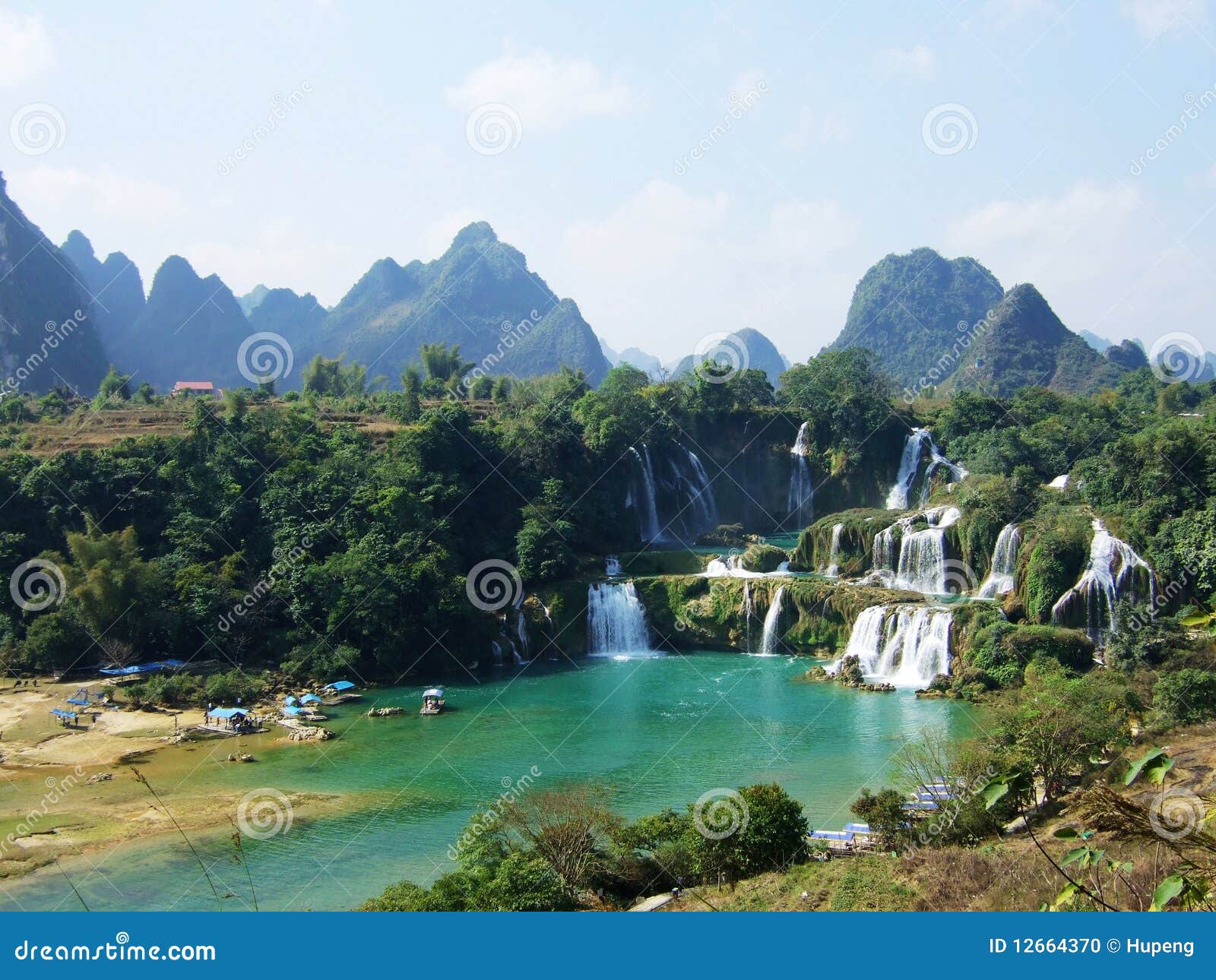 Detian waterfall on border stock photo. Image of mountain - 12664370