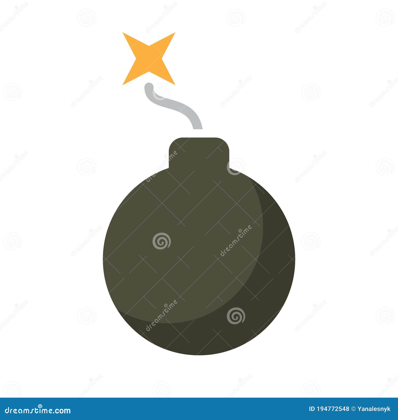 Detonating Bomb Isolated, Flat Vector Illustration. Simple Icon of ...