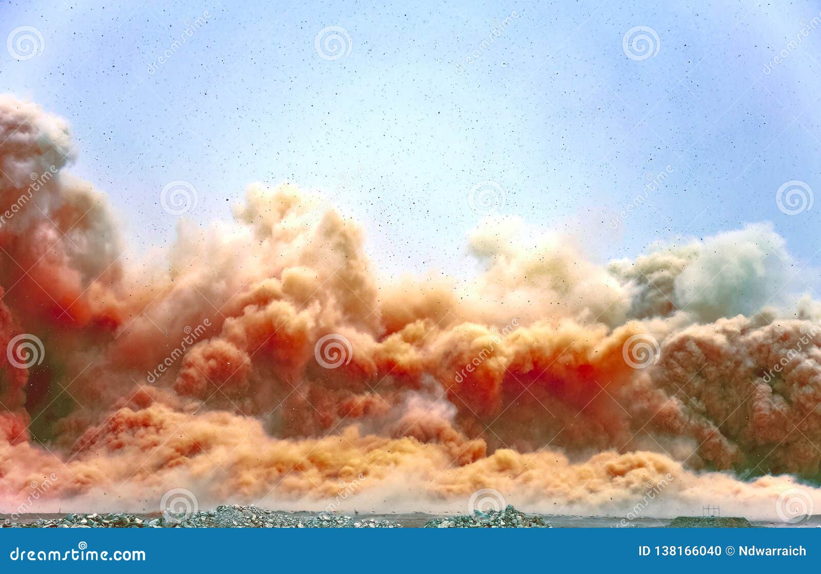Rock Dust Clouds After The Detonator Blasting Stock Image ...